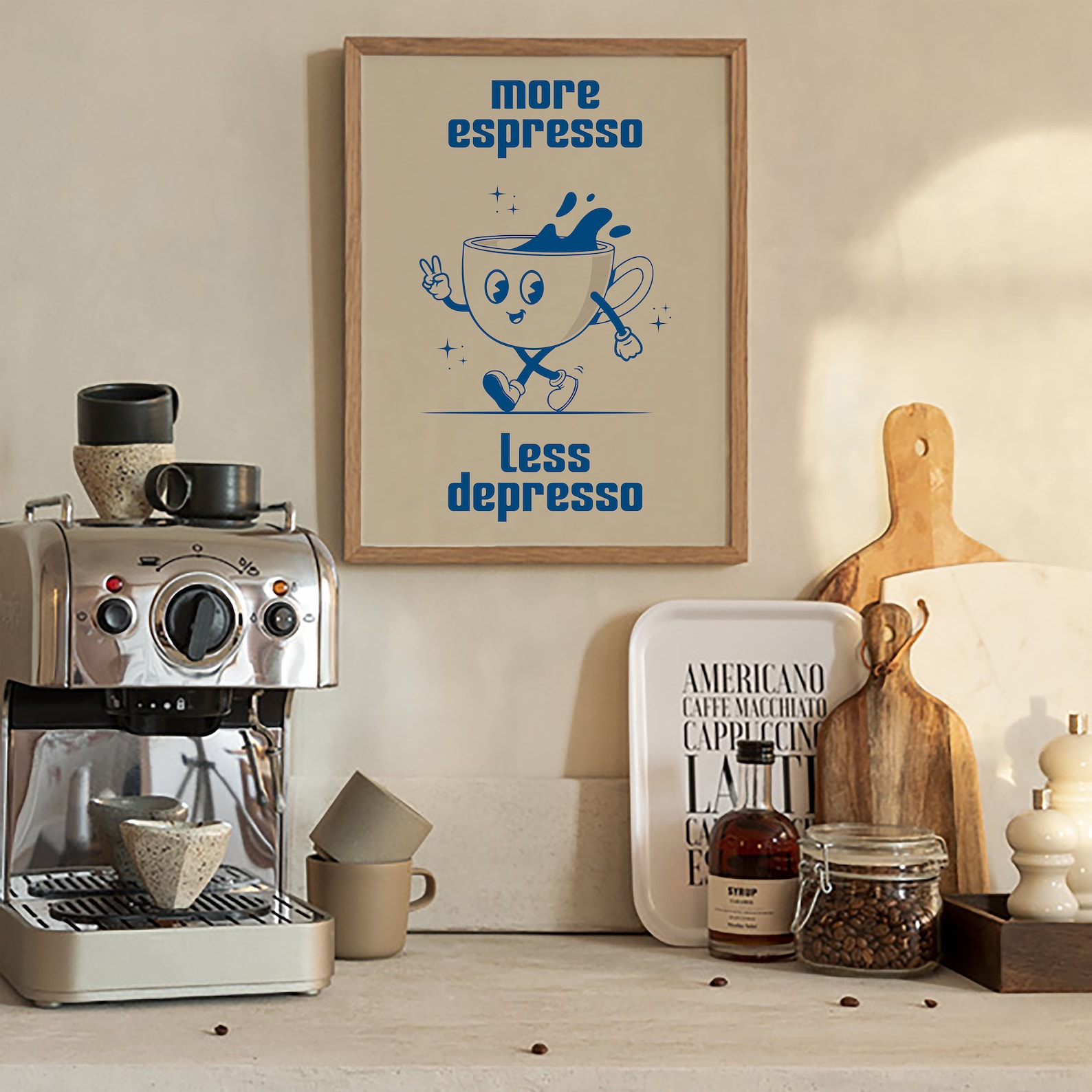 Retro Coffee Poster: More Espresso Less Depresso Print (digital ...