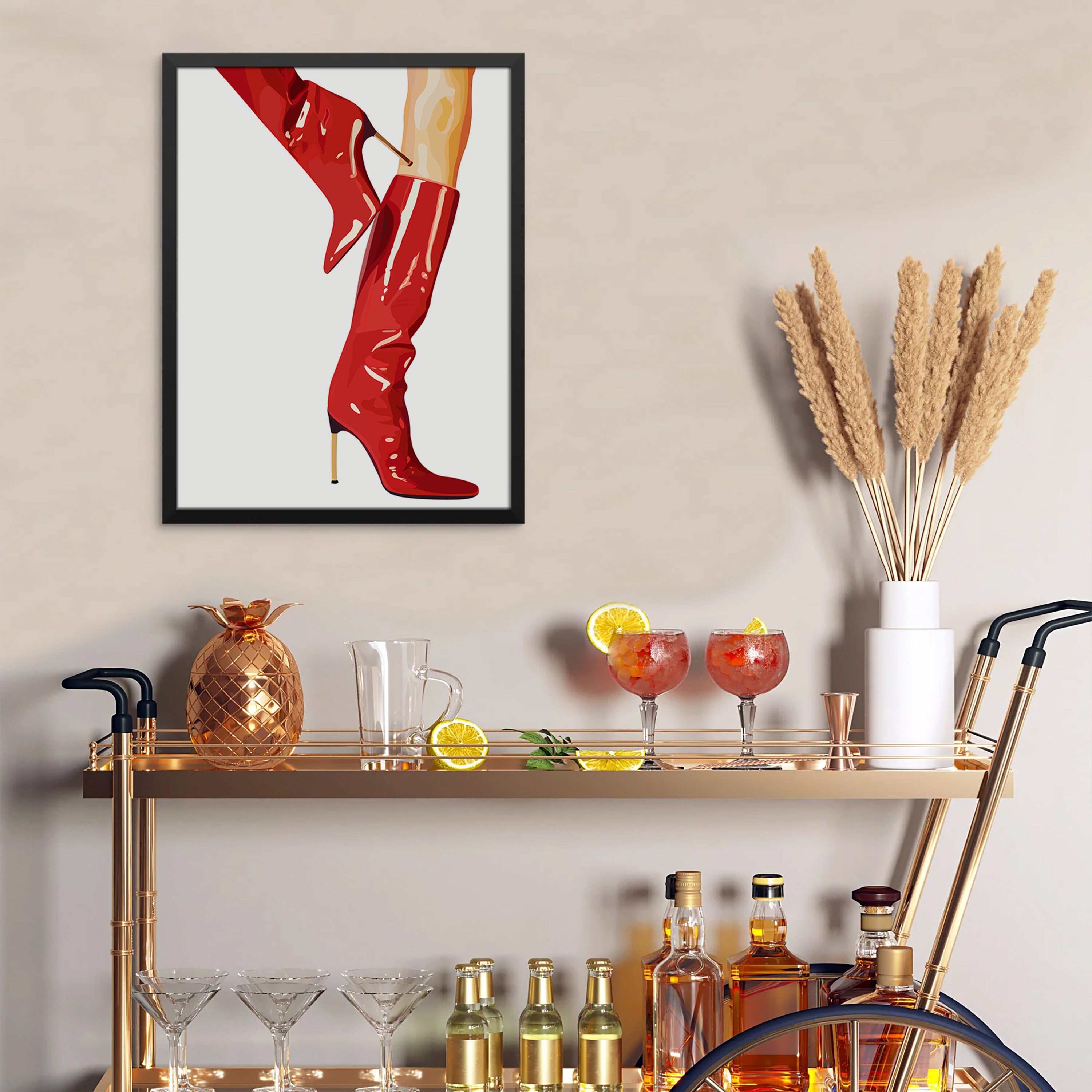 Red Boots Poster Trendy Red Boots Retro Print Preppy Room - Etsy
