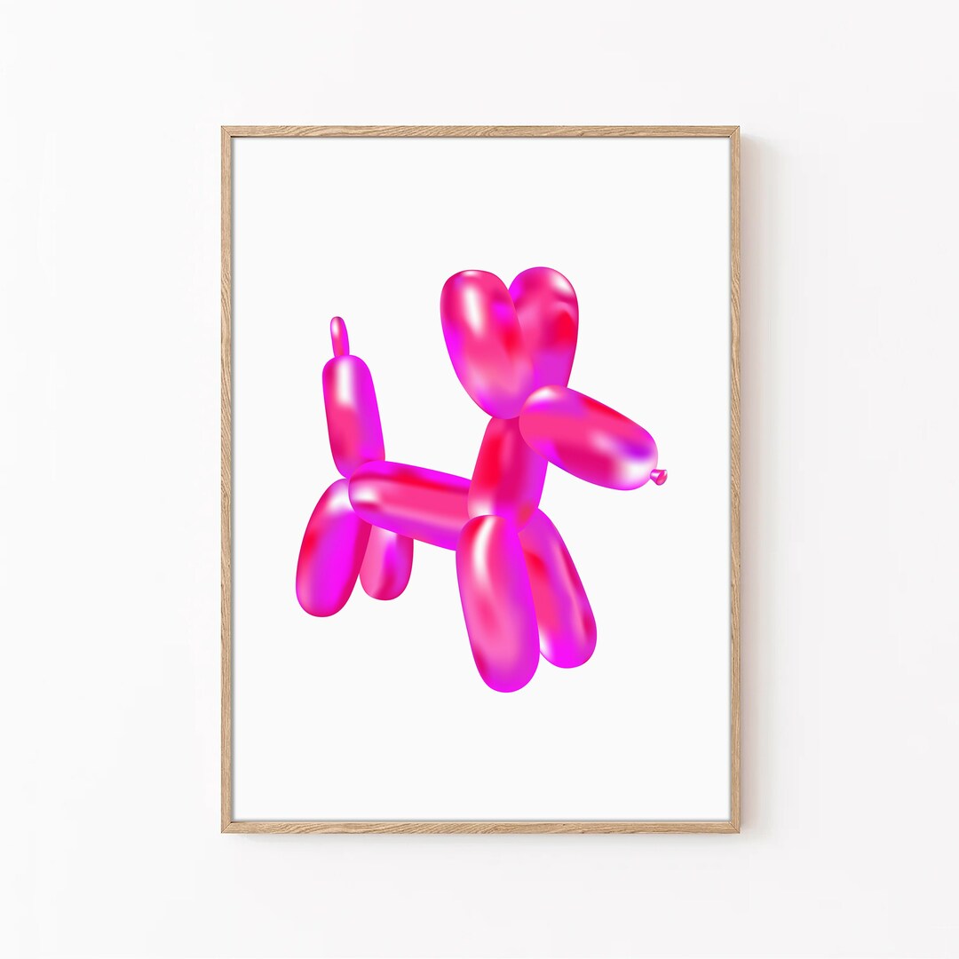 Pink Balloon Dog Poster, Pink Poster, Balloon Dog Wall Art, Balloon Dog ...