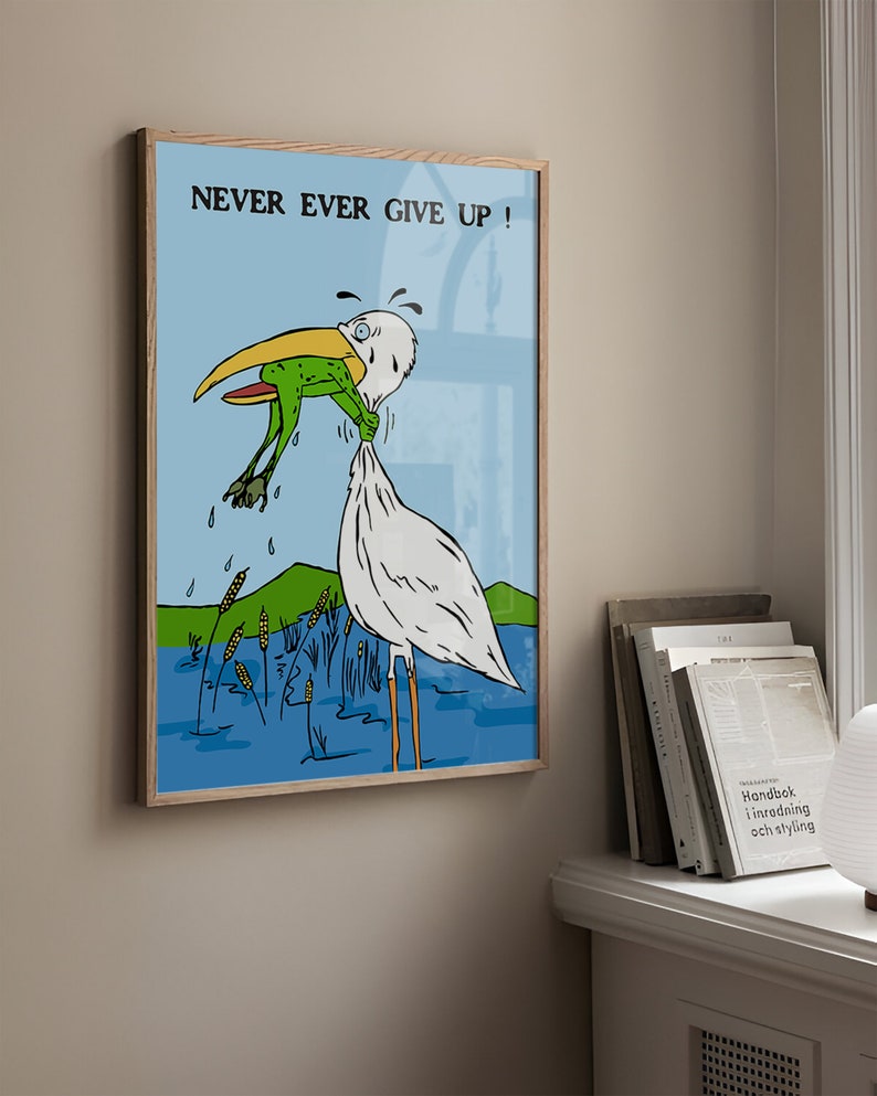 Never Ever Give Up, Quote Wall Art, Inspirational Wall Art, Kids Room ...