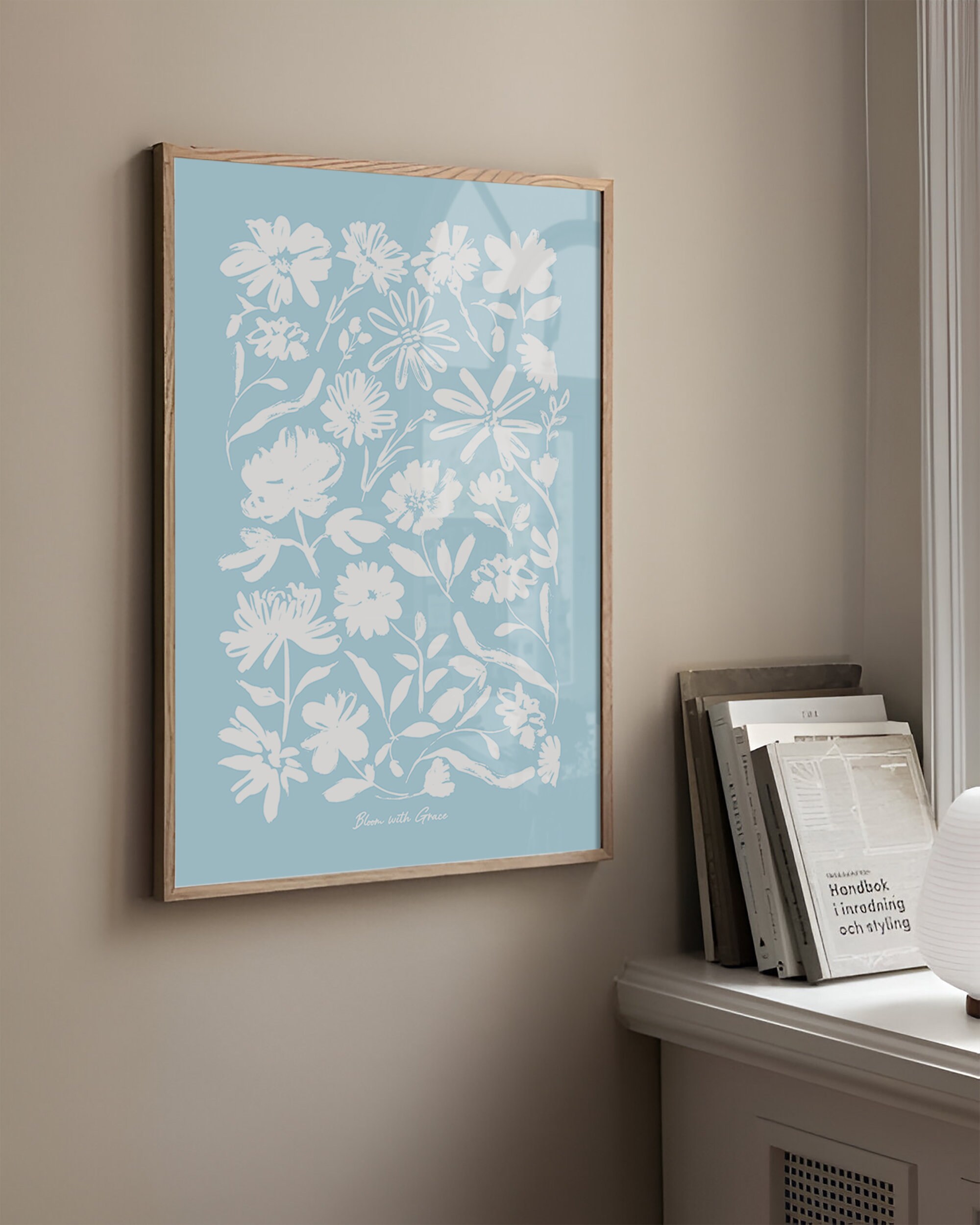 Sky Blue Wall Art Light Blue Flower Poster Blue Poster - Etsy
