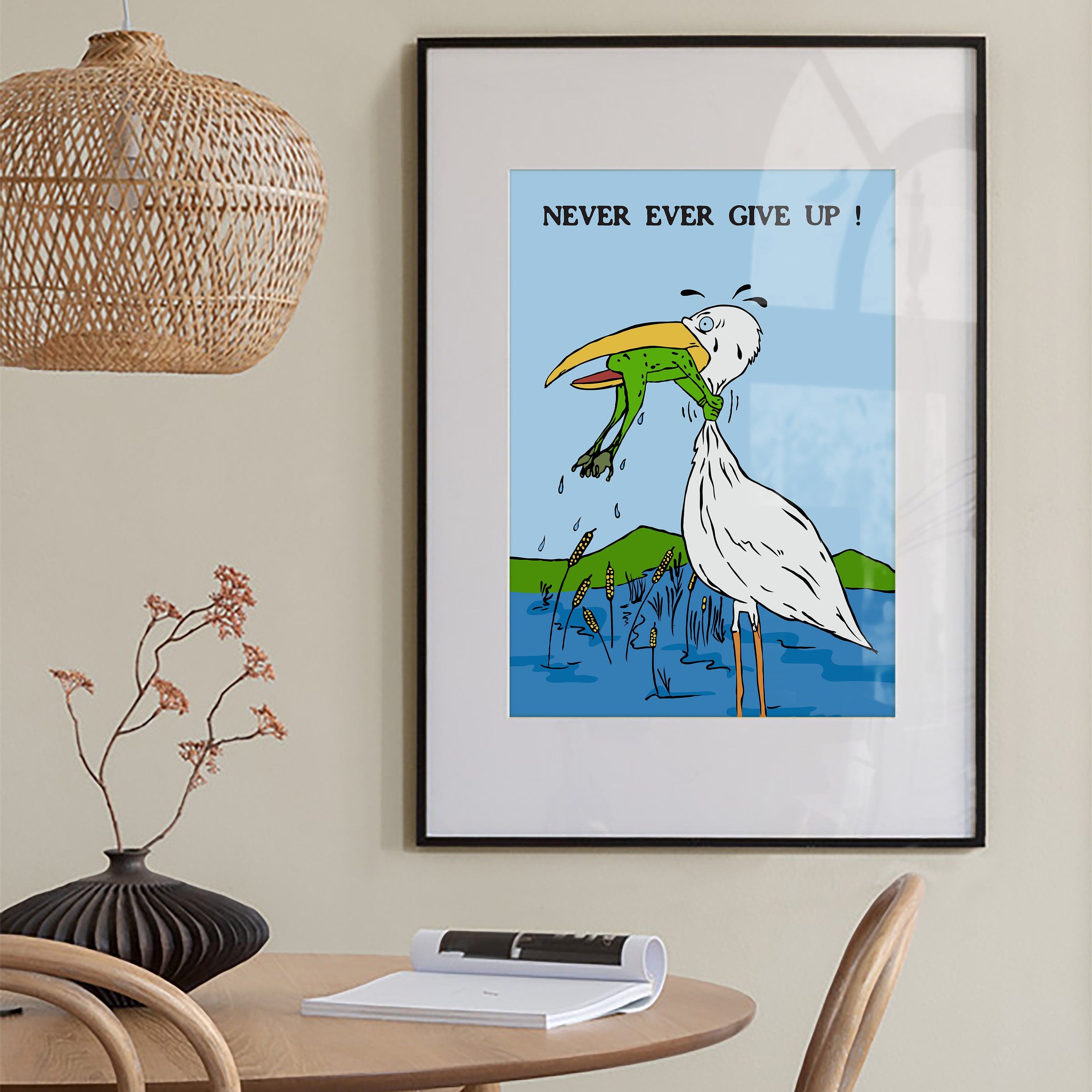 Never Give up Frog Art Print: Humorous Kids Room Decor (digital ...