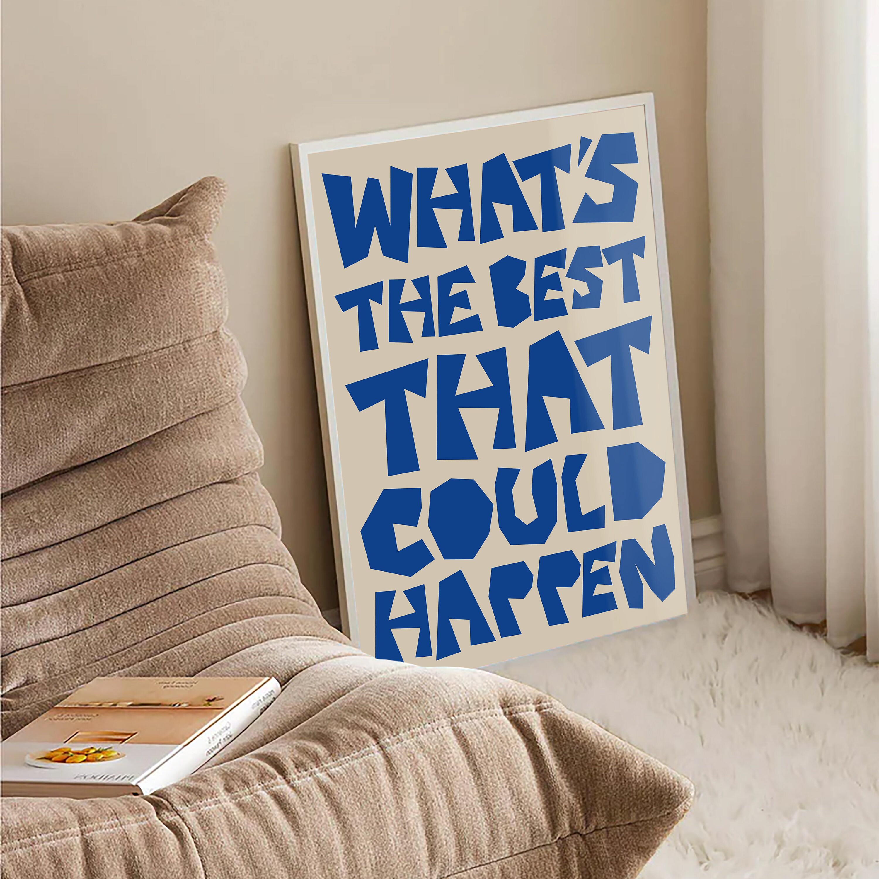 Uplifting Quote Art Print: Blue Typography Trendy Poster (digital ...