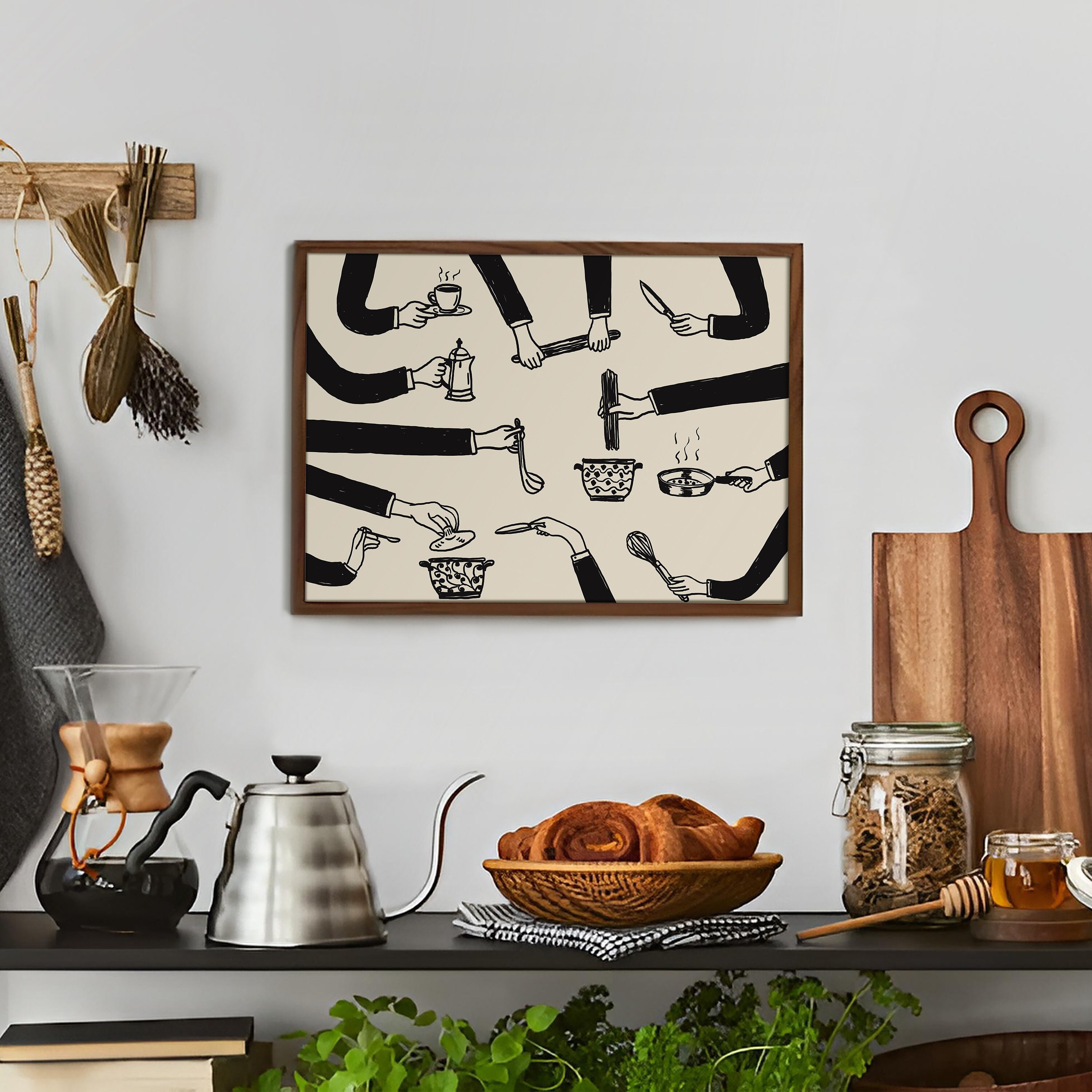 Cooking Hands Print: Retro Kitchen Wall Art (digital Download) - Etsy