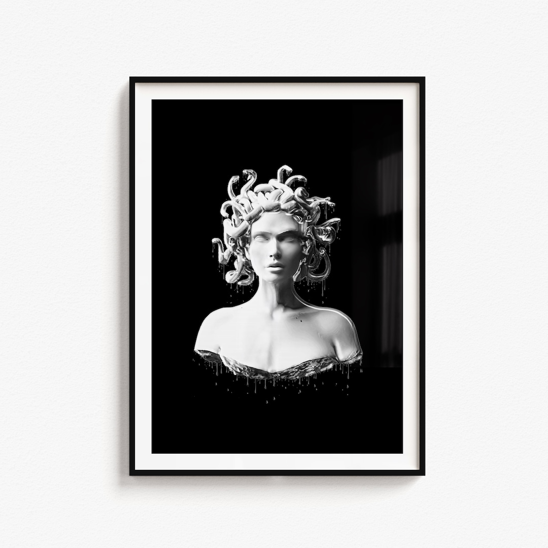 Medusa Wall Art, Silver Medusa Print, Medusa Wall Decor, Medusa Wall ...
