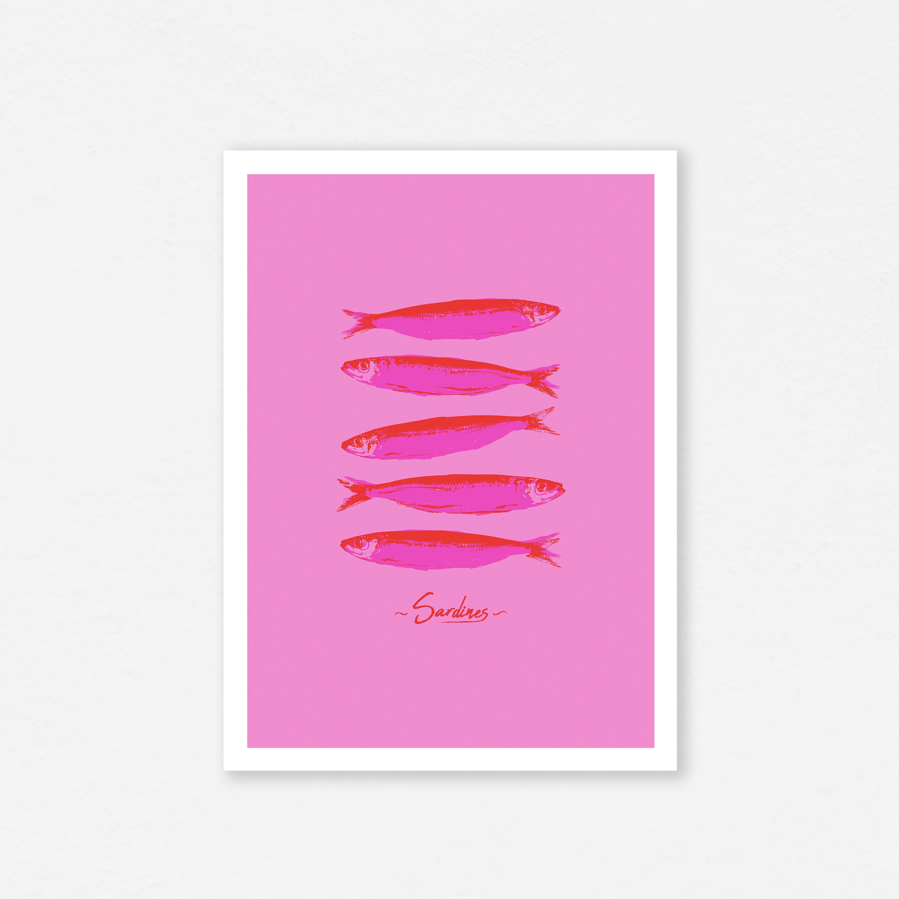 Pink and Red Poster, Hot Pink Print, Pink Sardines Print, Hot Pink Fish ...