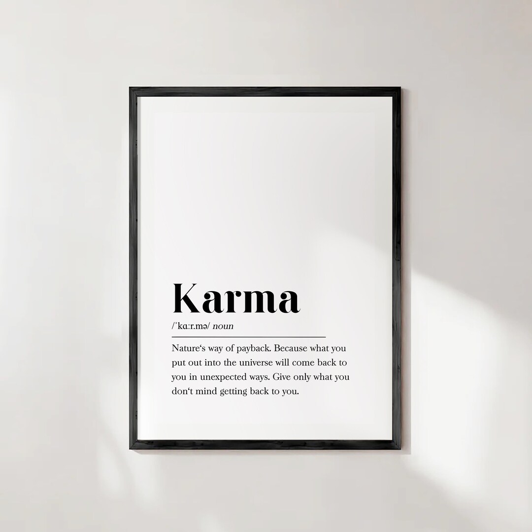 Karma Meaning Wall Art Minimalistic Wall Art Black and - Etsy