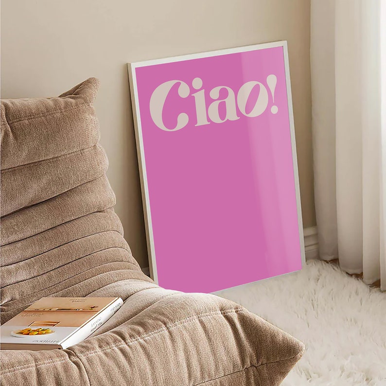 Ciao Poster: Pink Italian Typography Wall Art (digital Download) - Etsy