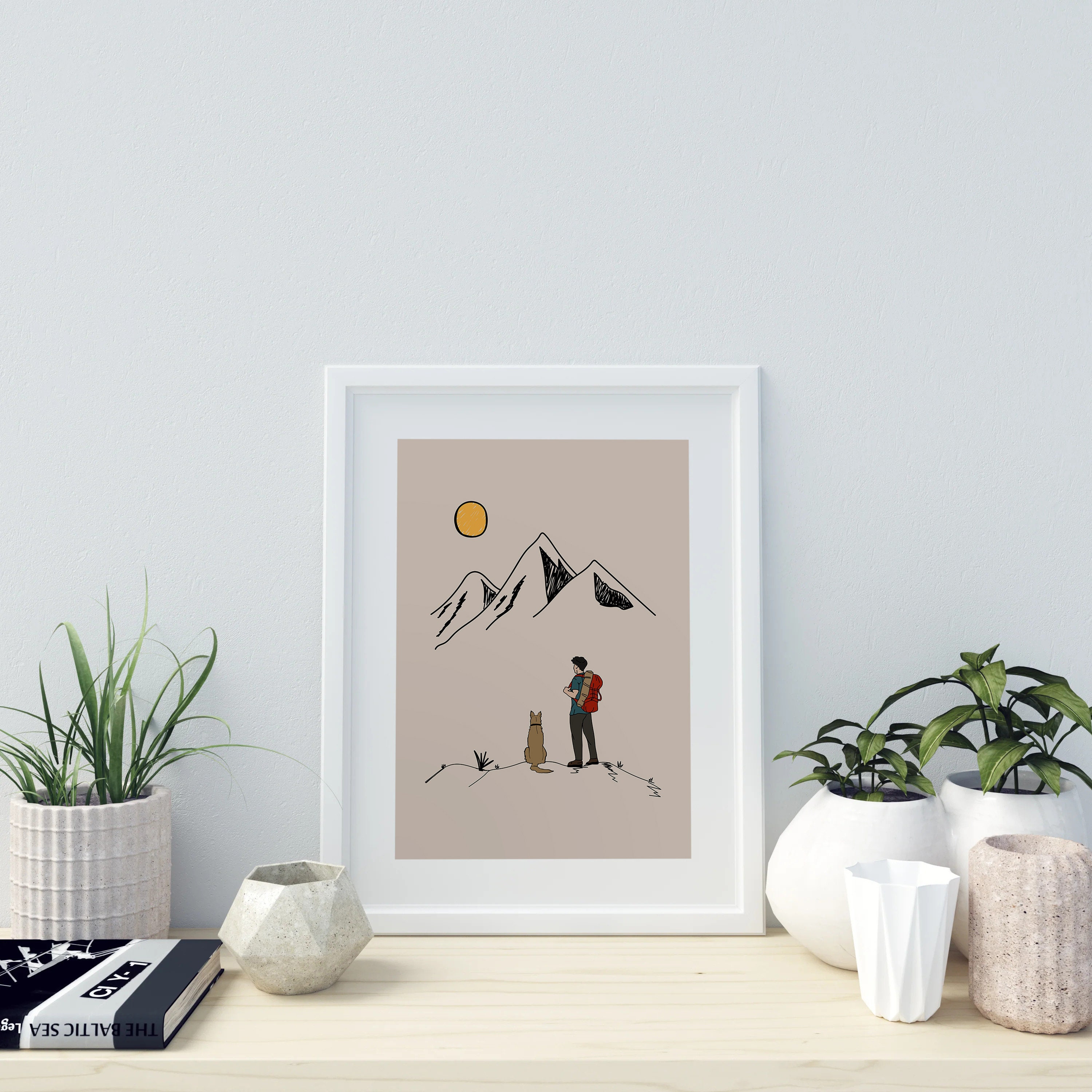 Hiking Poster Man Trekking With a Dog Wall Art Trekking - Etsy