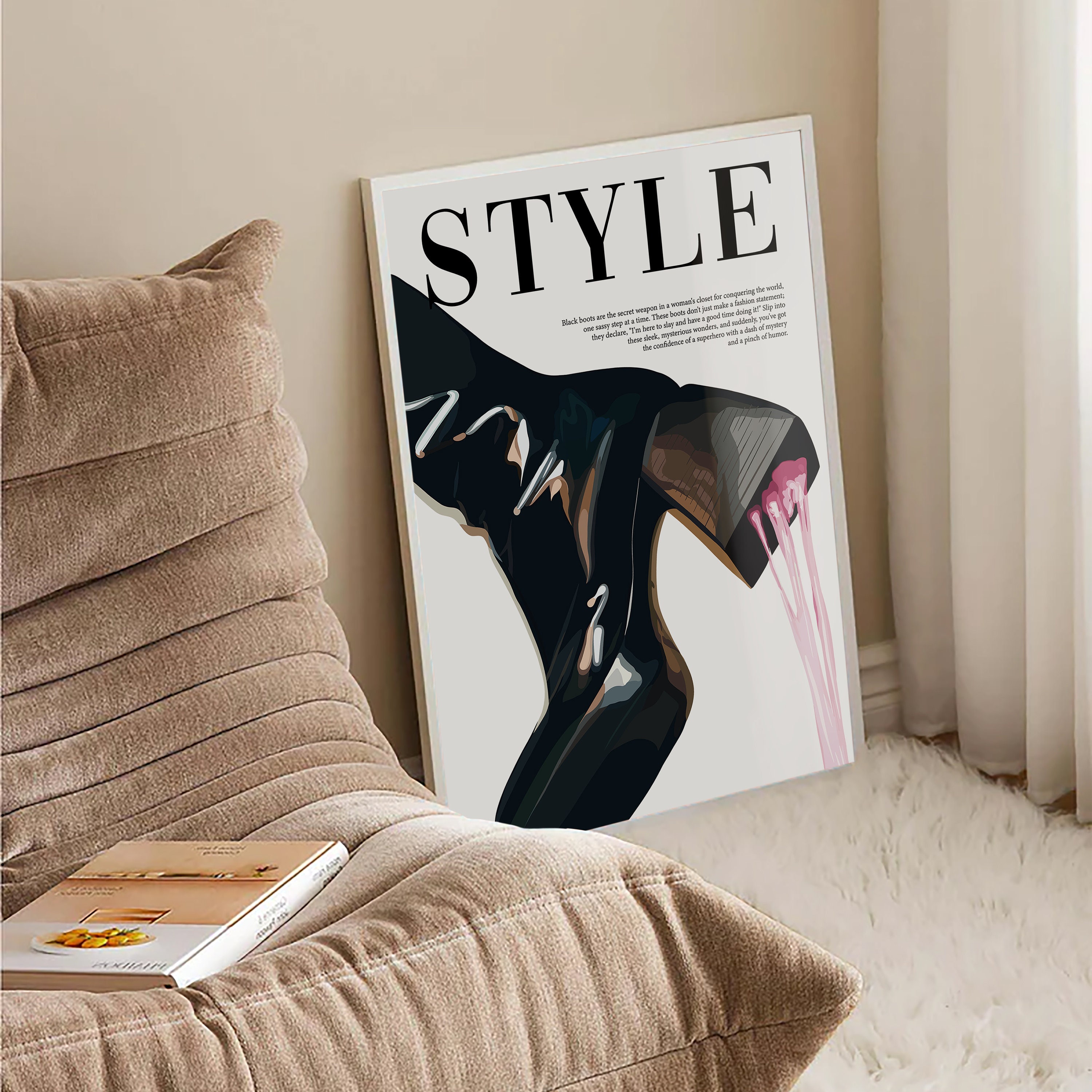 Retro Boots Print, Black Boots Poster, Vogue Boots Poster, Chew Gum ...