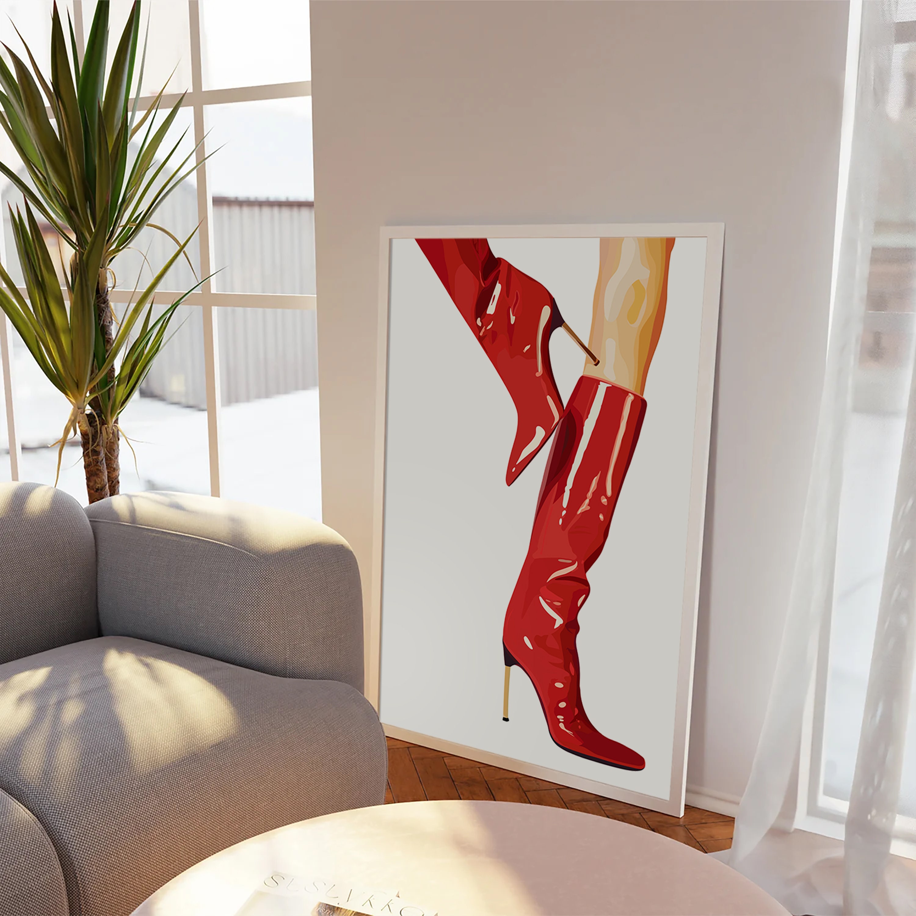 Red Boots Poster Trendy Red Boots Retro Print Preppy Room - Etsy