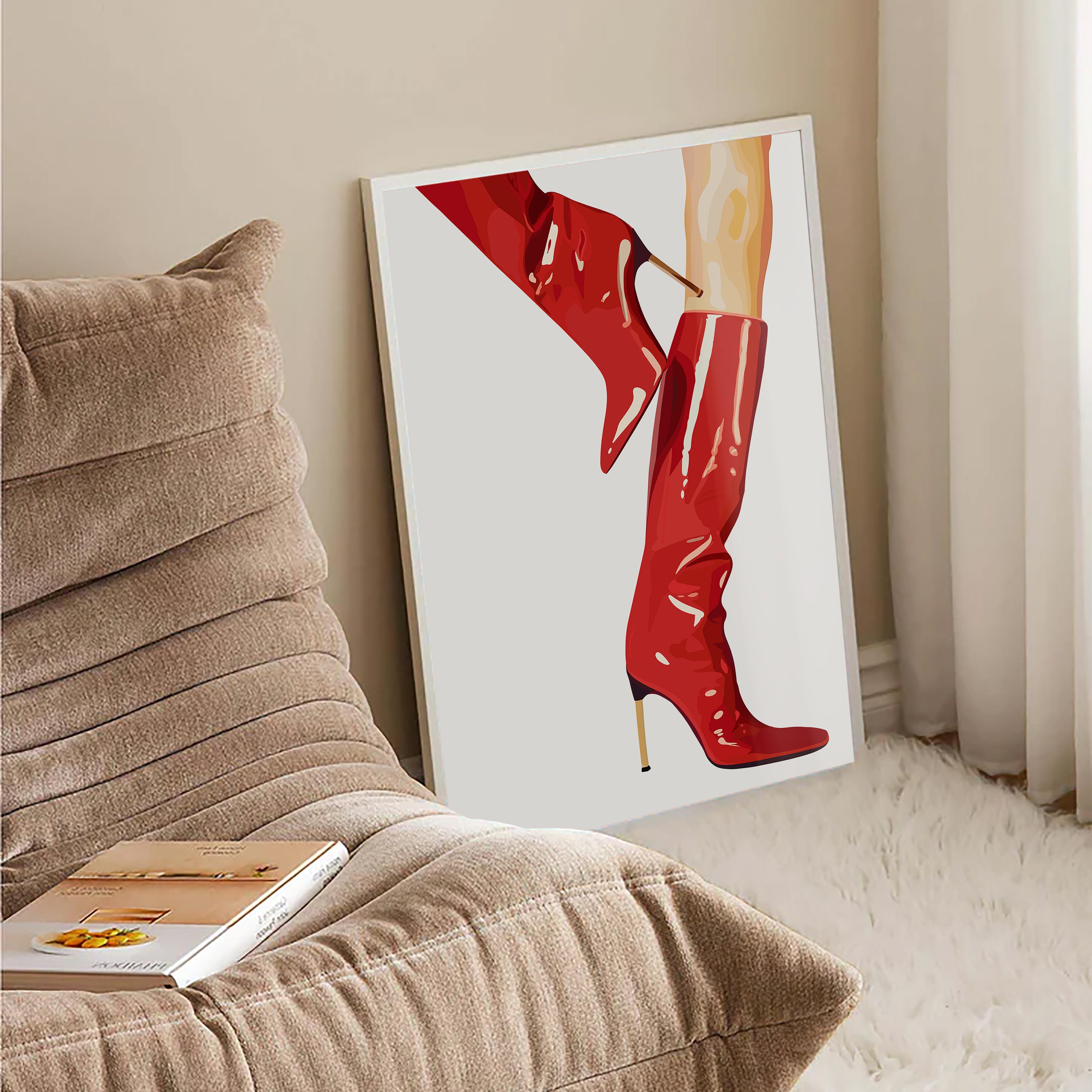Red Boots Poster Trendy Red Boots Retro Print Preppy Room - Etsy