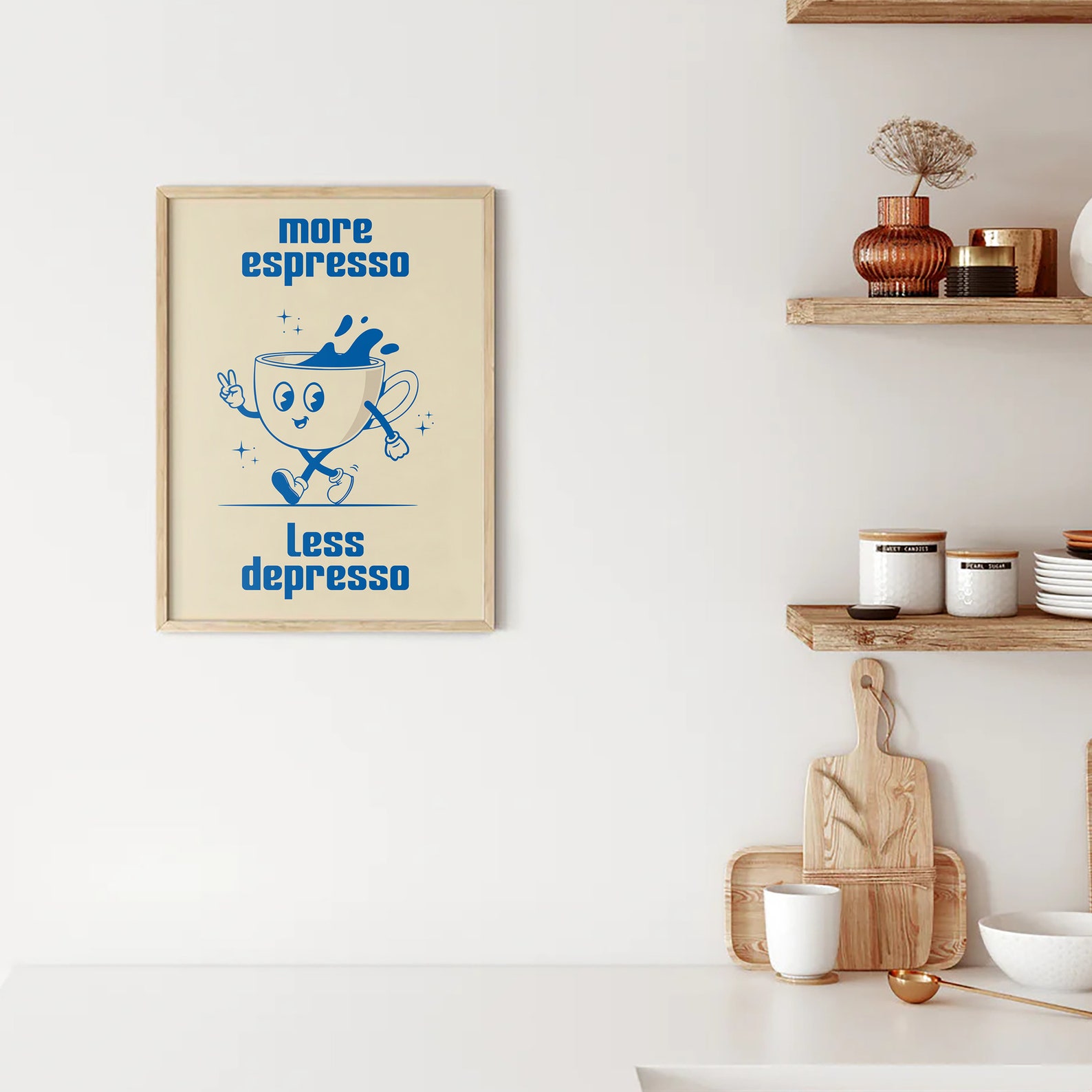 Retro Coffee Poster: More Espresso Less Depresso Print (digital ...