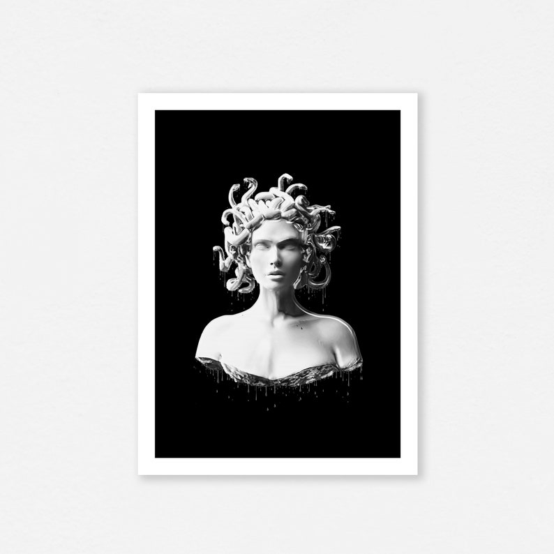 Medusa Wall Art, Silver Medusa Print, Medusa Wall Decor, Medusa Wall ...