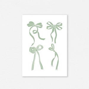 Sage Green Bows, Sage Green Art Print, Trendy Art Prints, Aesthetic ...