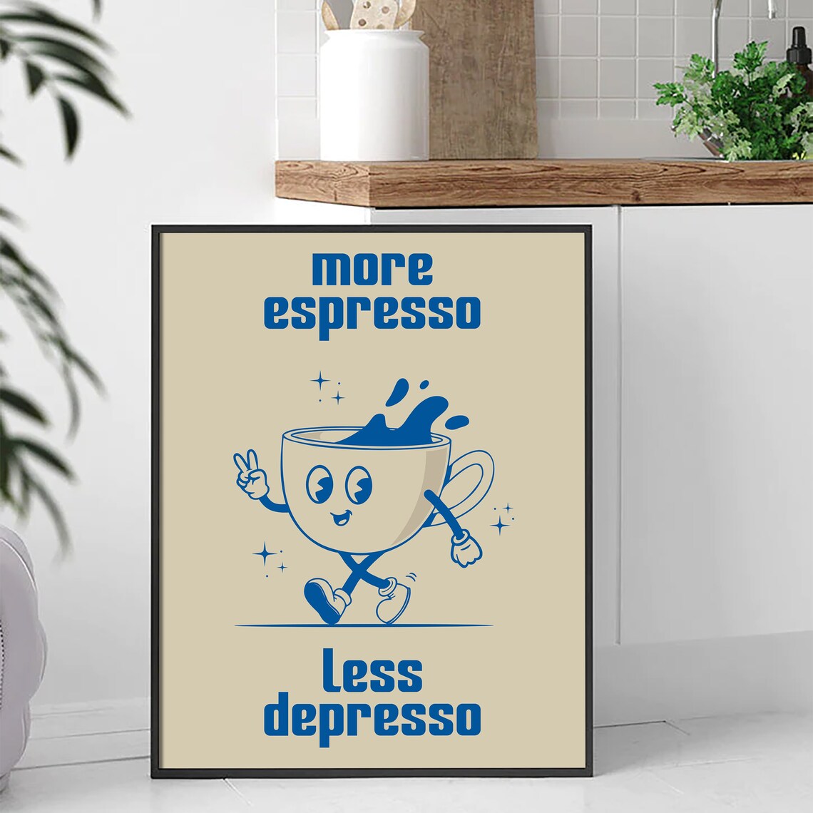 Retro Coffee Poster: More Espresso Less Depresso Print (digital ...