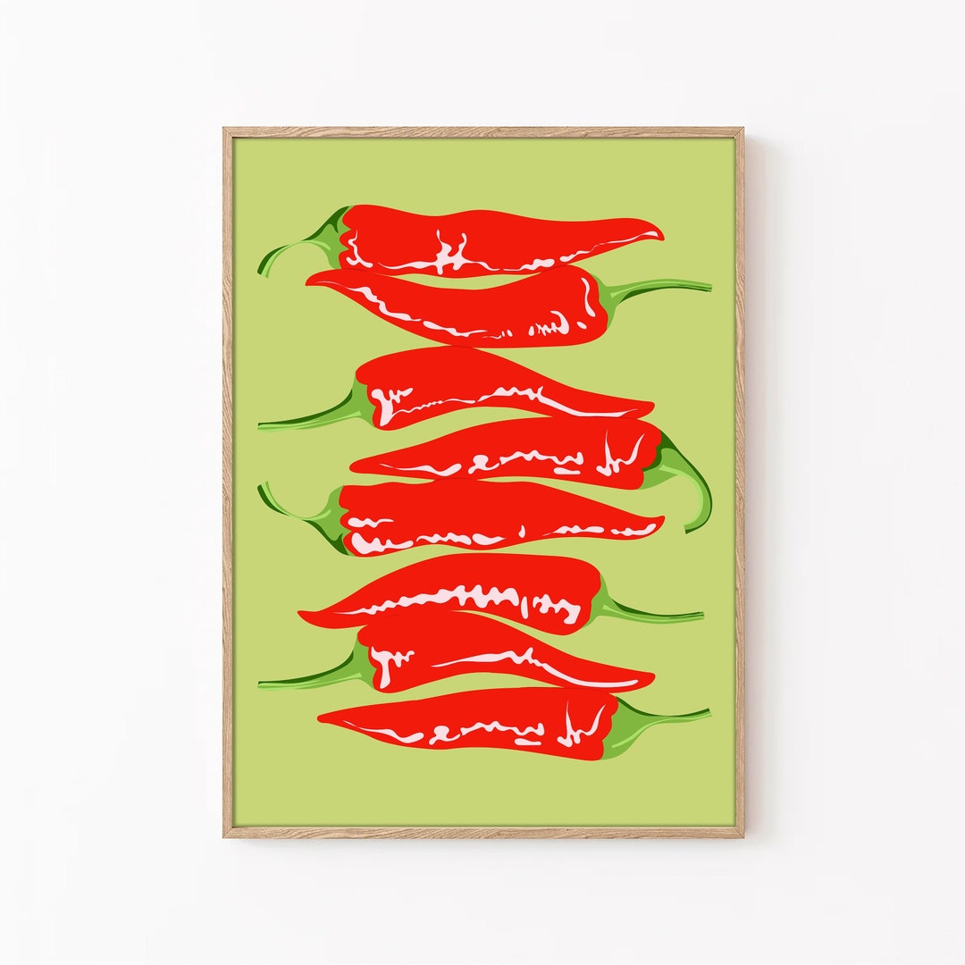 Red Chilli Kitchen Poster: Preppy Food Art (digital Download) - Etsy