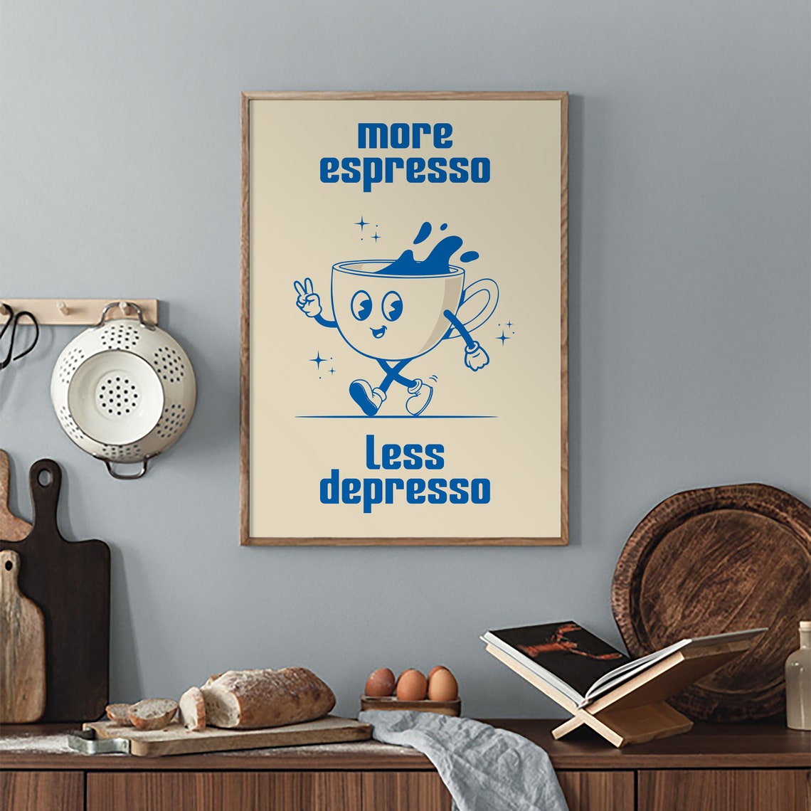 Retro Coffee Poster: More Espresso Less Depresso Print (digital ...
