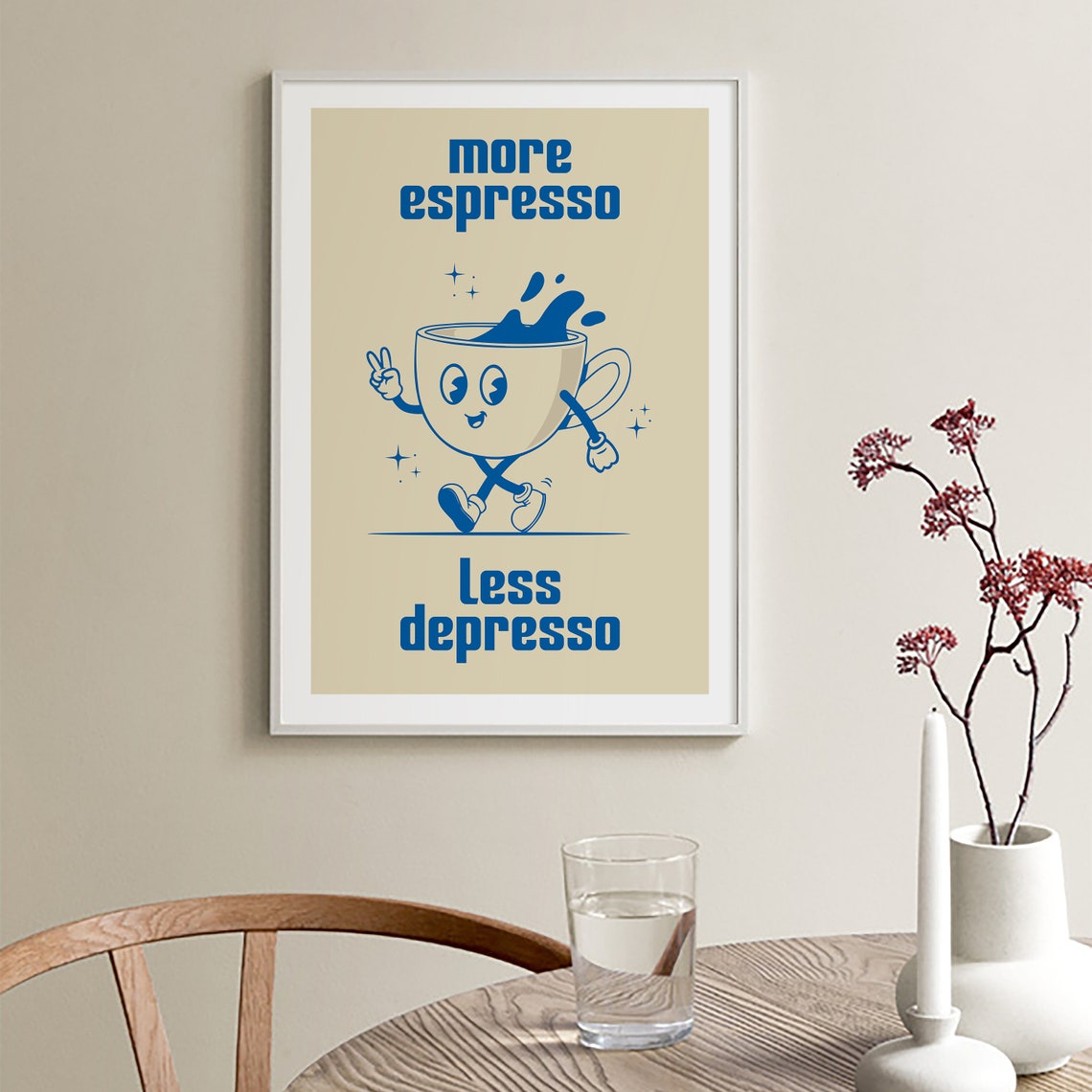 Retro Coffee Poster: More Espresso Less Depresso Print (digital ...