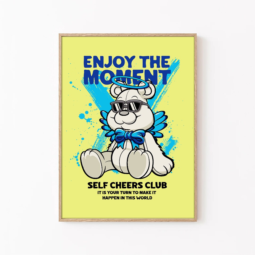 Teddy Bear Poster, Y2K Wall Art, Neon Print, Teddy Bear Print, Quote ...