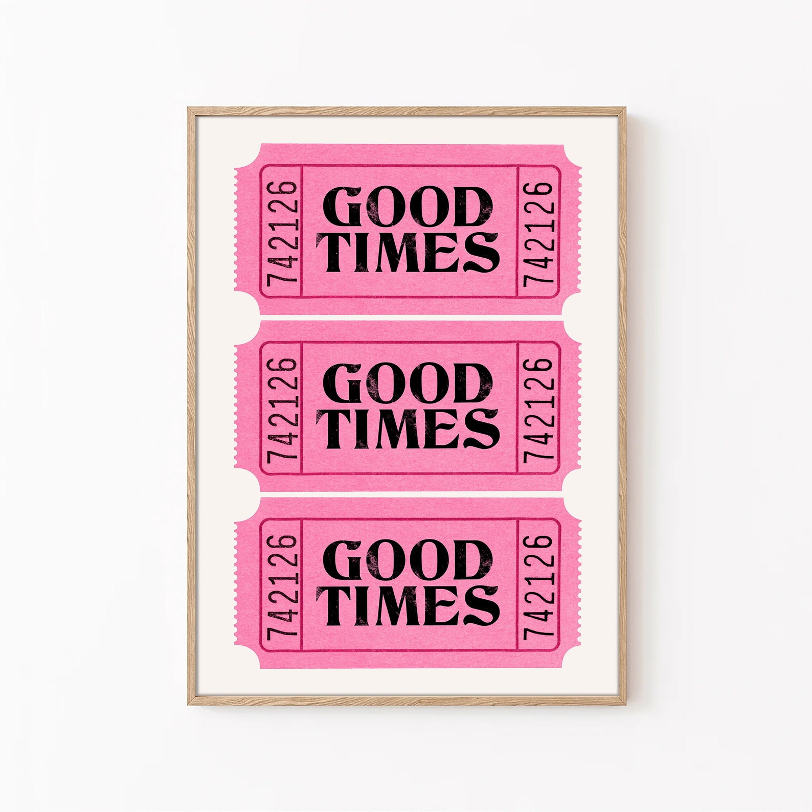 Retro Good Times Pink Ticket Wall Art Apartment Wall Decor - Etsy