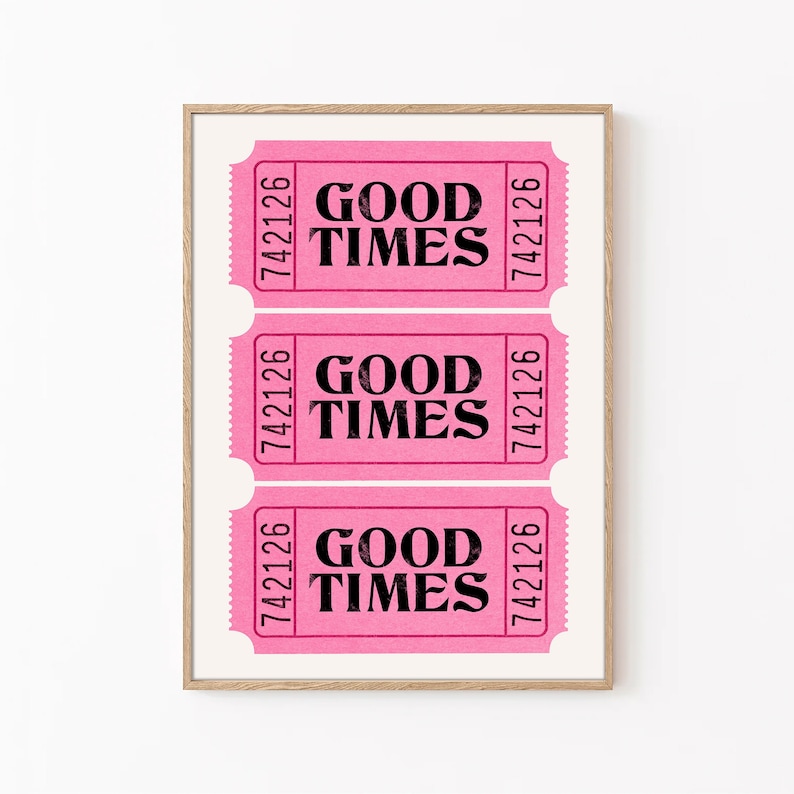 Retro Good Times Pink Ticket Wall Art Apartment Wall Decor - Etsy