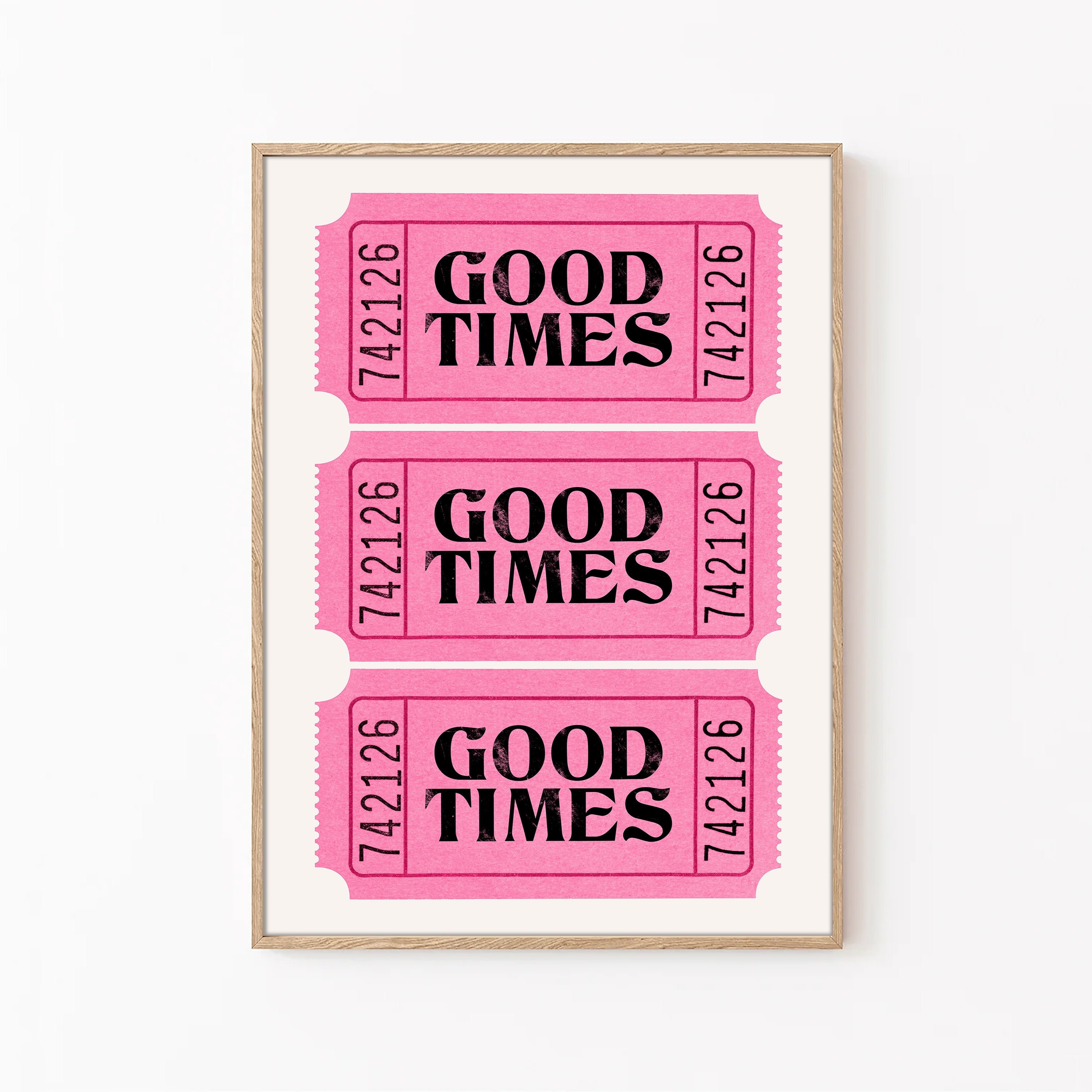 Retro Good Times Pink Ticket Wall Art Apartment Wall Decor - Etsy
