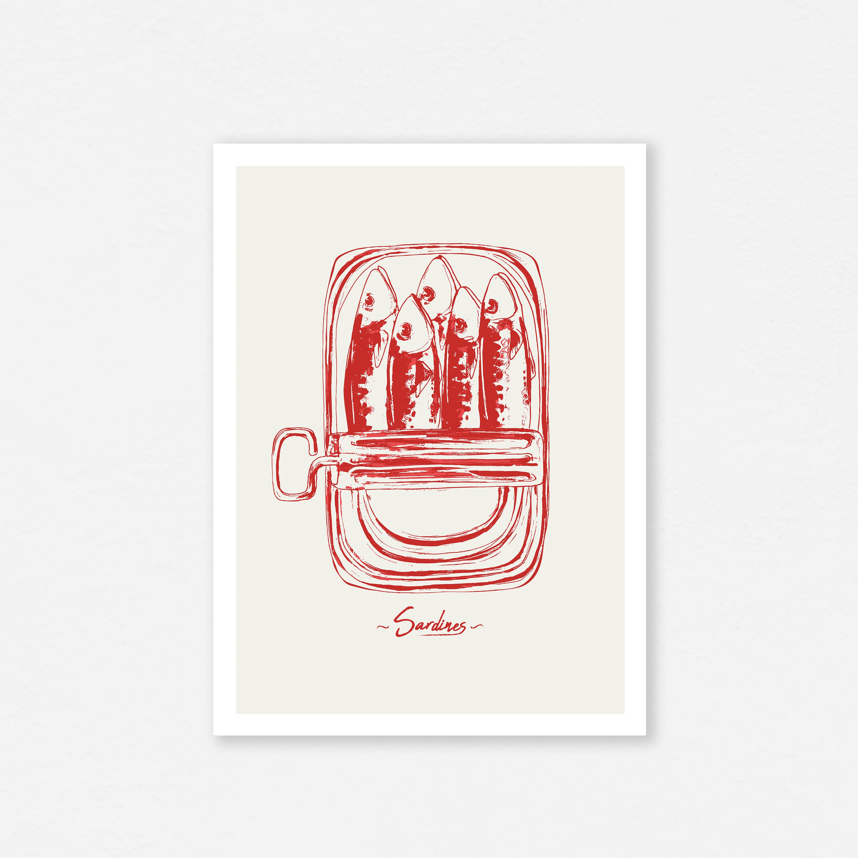 Red Sardines Poster, Retro Sardines Print, Sardines Wall Art, Fish Wall ...
