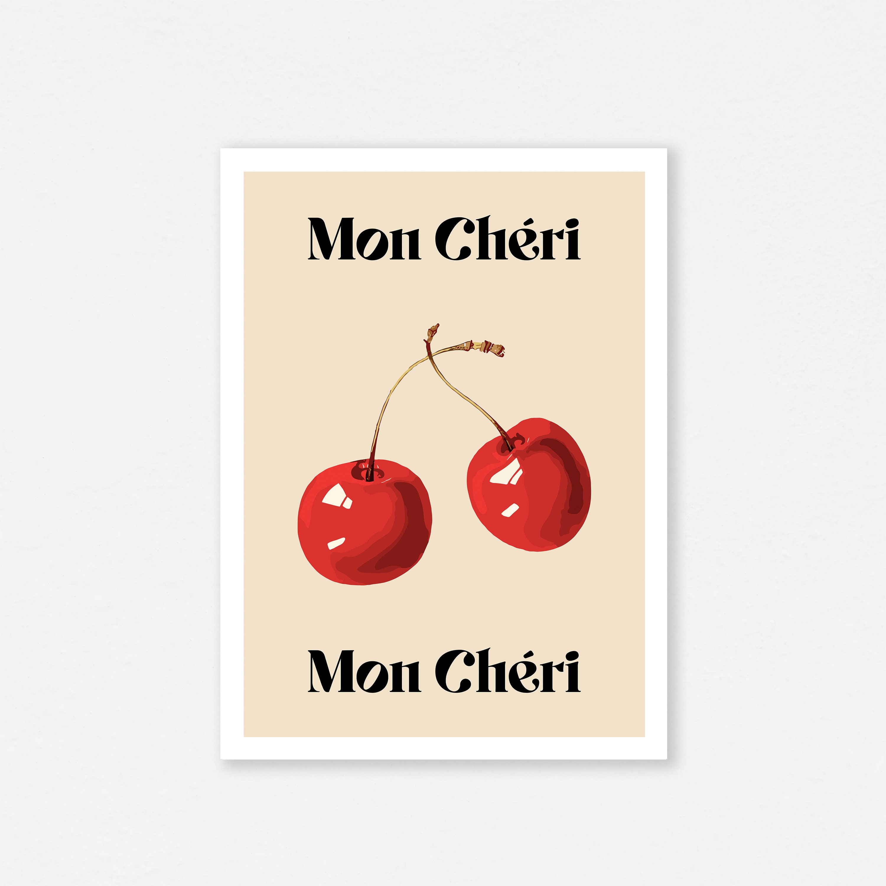Mon Cheri Poster, Cherry Poster, Red Cherry Print, My Dear Poster ...