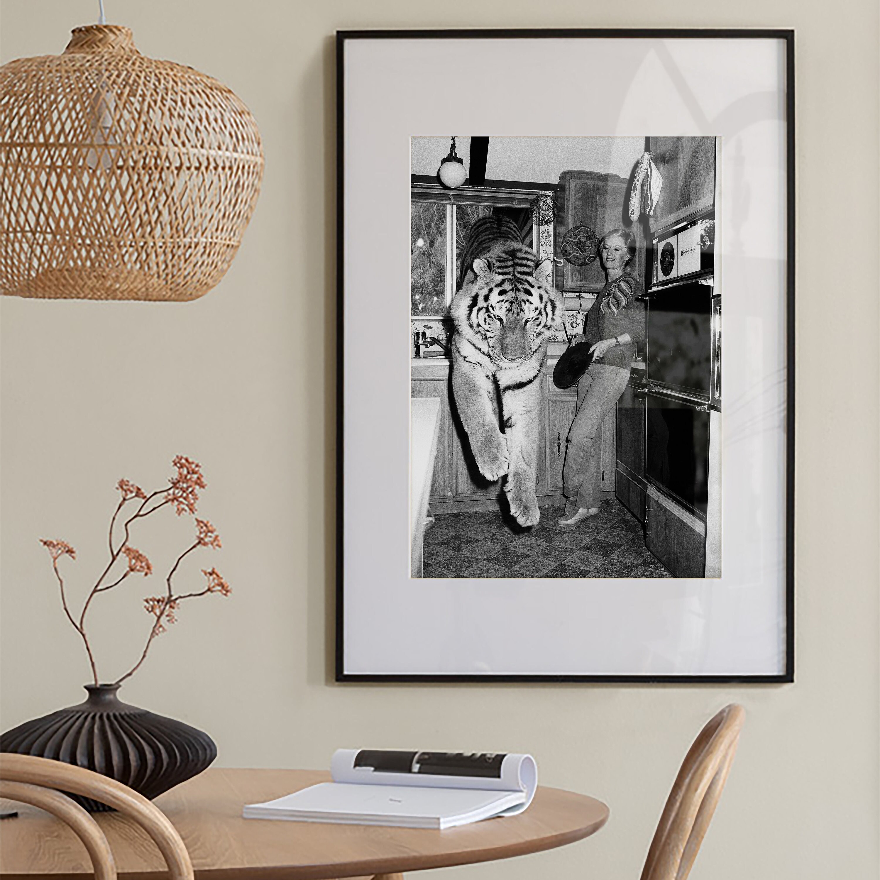 Tiger in Kitchen Print, Kitchen Wall Art, Tiger in Kitchen Poster ...
