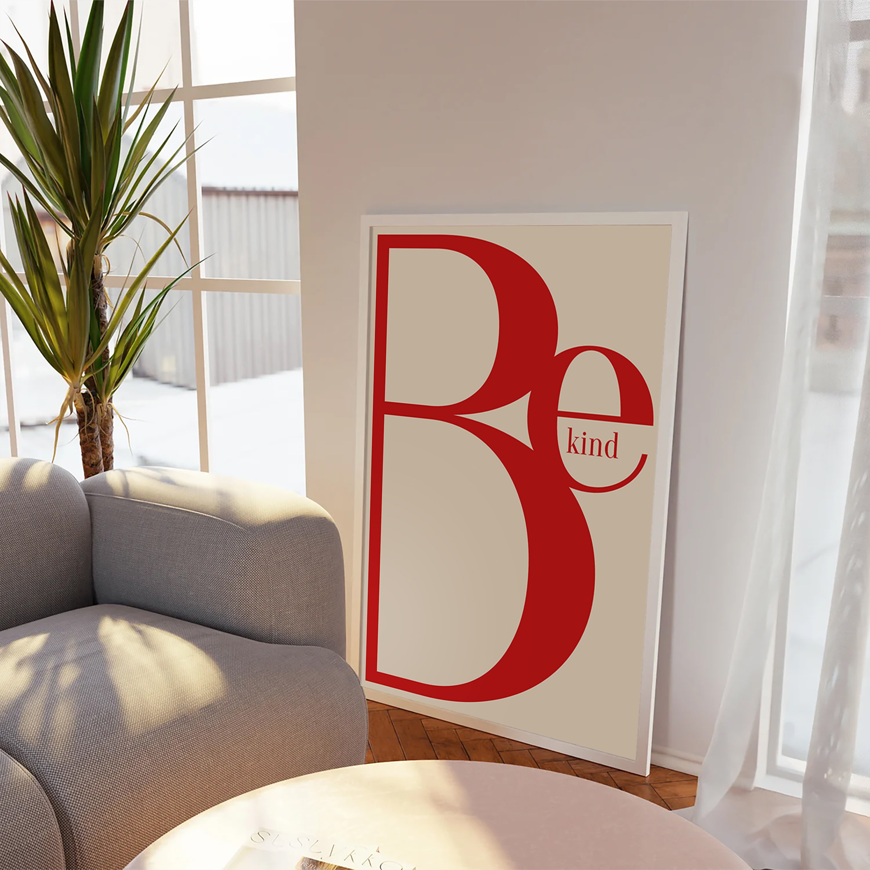 Red Colour Poster Be Kind Quote Print Trendy Retro Decor - Etsy