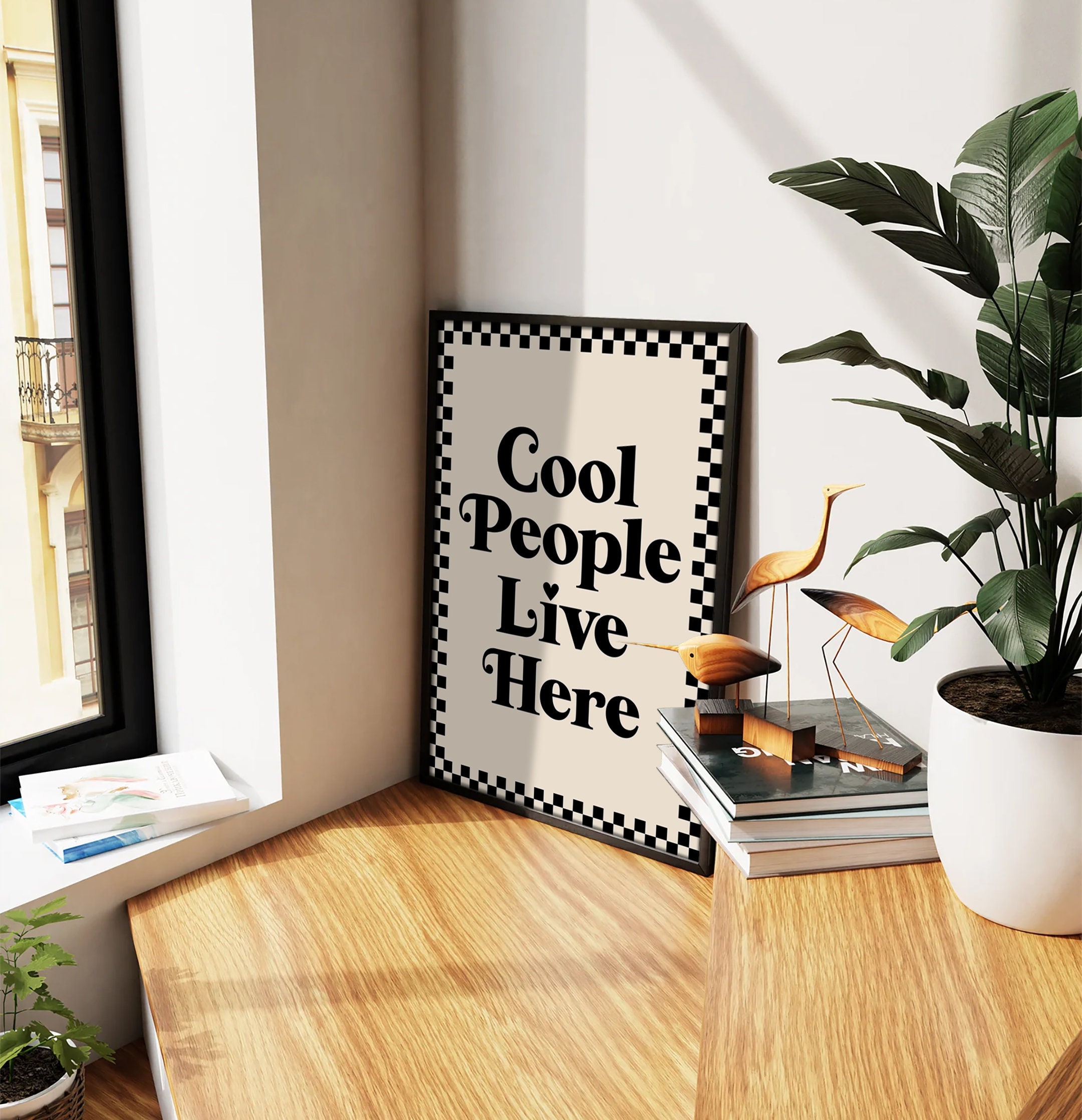Cool People Live Here Print, Aesthetic Checkerboard Wall Art (digital ...