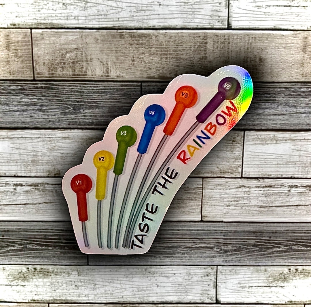 EMS Humor EKG Wires Holographic OR Vinly Sticker - Etsy