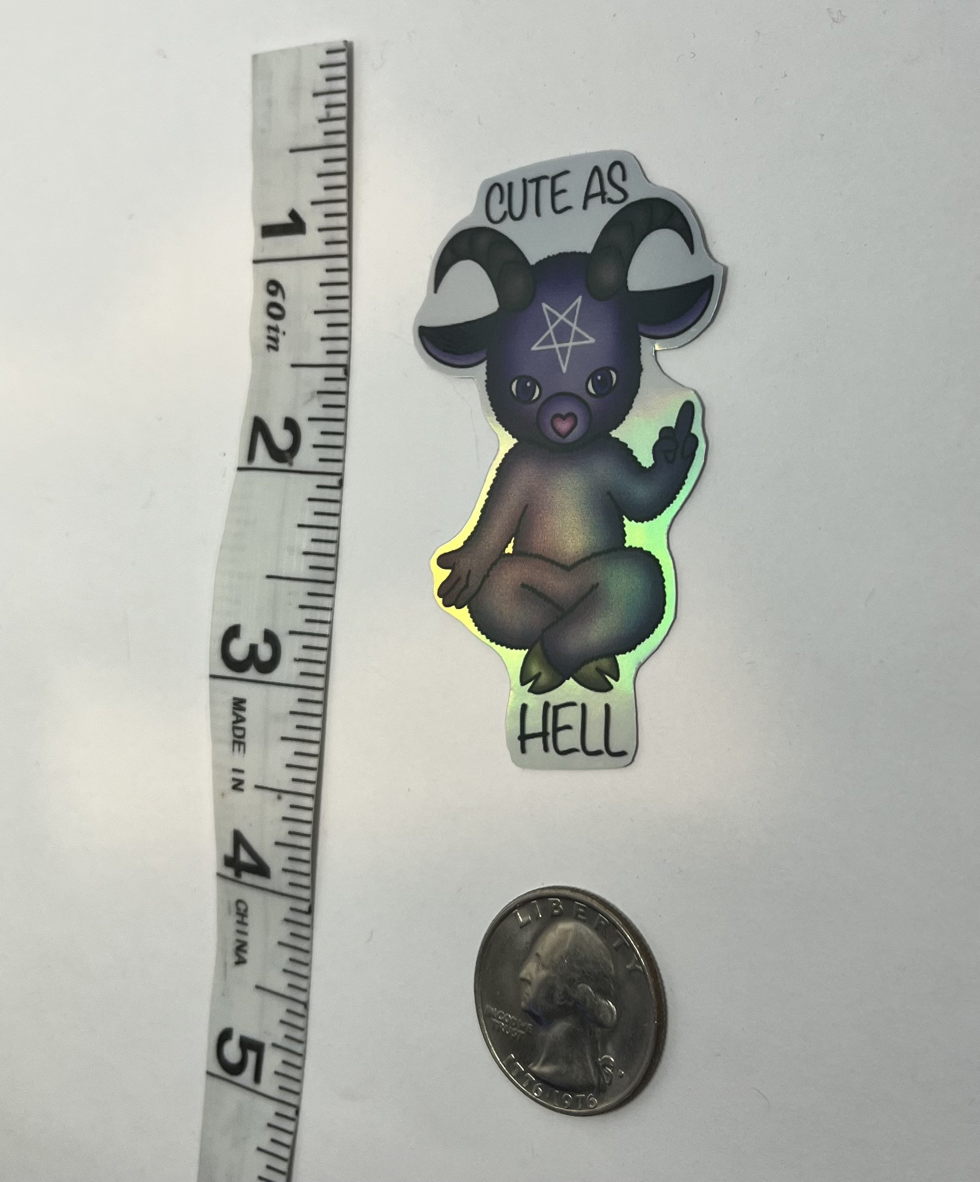 Blasphemy “cute as Hell” Middle Finger Holographic Sticker - Etsy