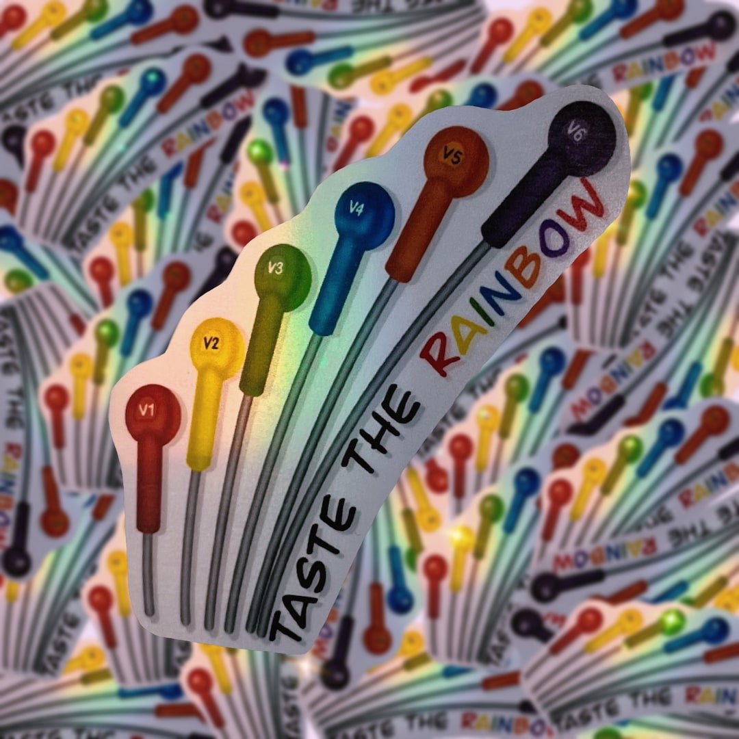 EMS Humor EKG Wires Holographic OR Vinly Sticker - Etsy