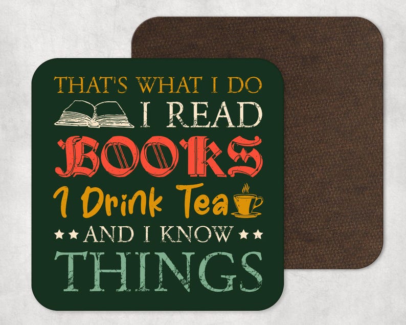 Book Lover Drinks Coaster - I Read Books - Gift for Bookworm - Gift for ...