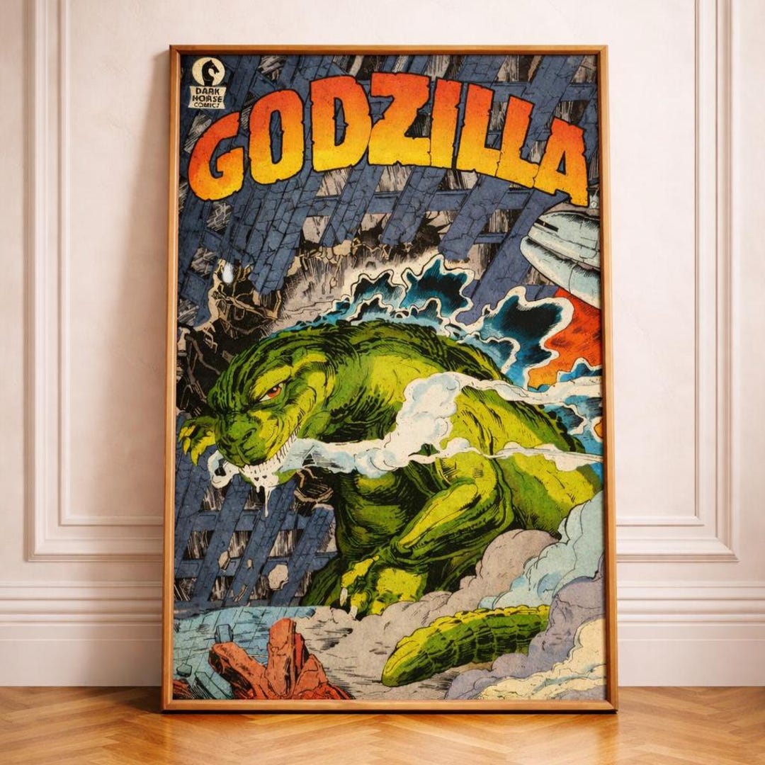 Vintage Godzilla Poster, Japanese Kaiju Wall Art, Retro Film Decor - Etsy