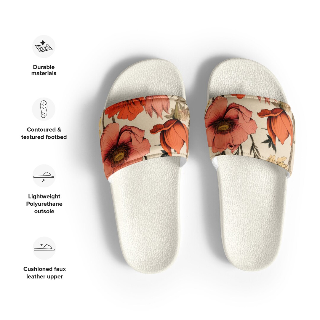 Women's Flower Slides, Vintage Flower Slides, Flower Sandals for Women ...