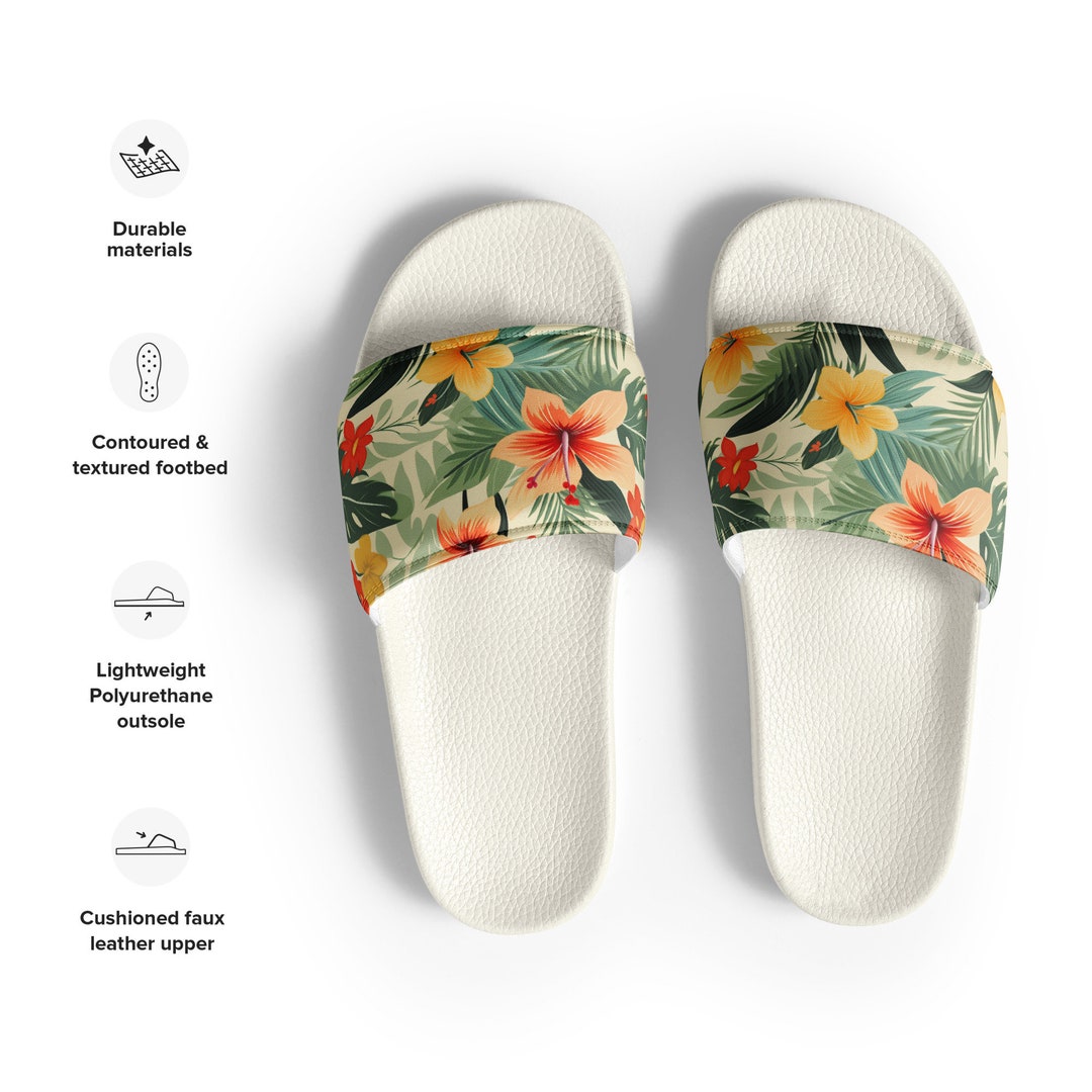 Women's Flower Slides, Vintage Flower Slides, Flower Sandals for Women ...
