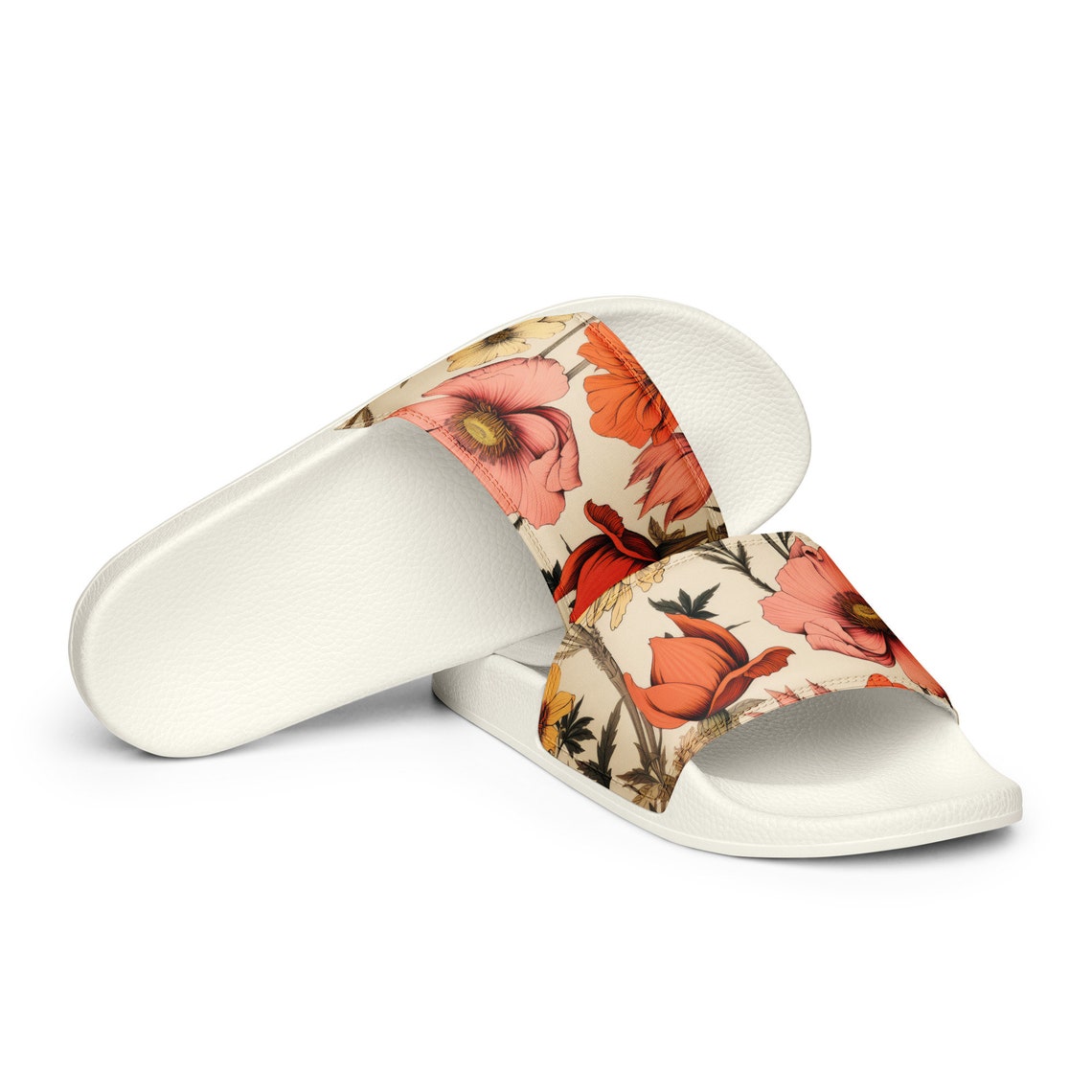 Women's Flower Slides, Vintage Flower Slides, Flower Sandals for Women ...
