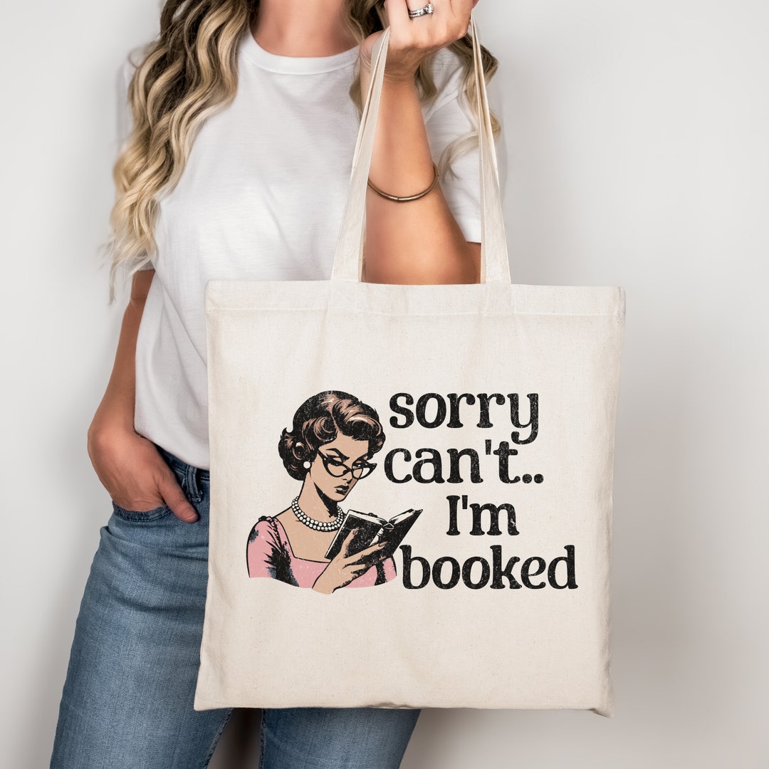 Retro 50's Bookish Tote Bag | Funny Reader Book Addict, Book Lover ...