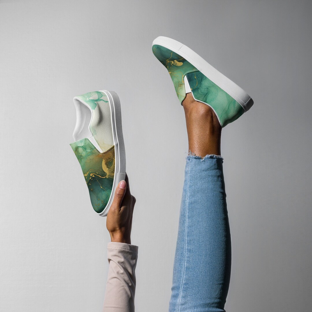 Women’s Slip-on Marble Pattern Canvas Shoes, Canvas Slip On, Slip on ...