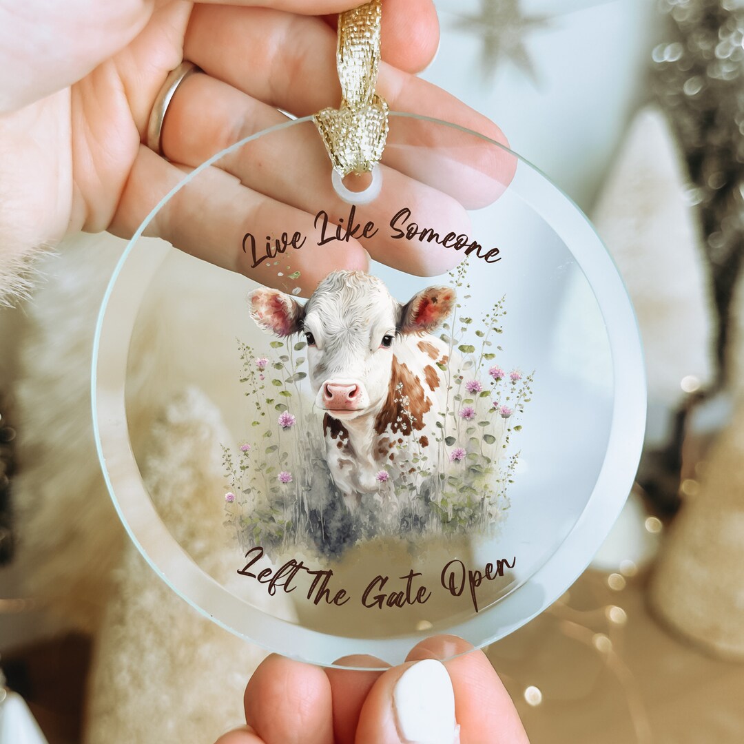 Cute Cow Christmas Ornament for Cow Lovers, Farm Ornament, Glass Cow ...