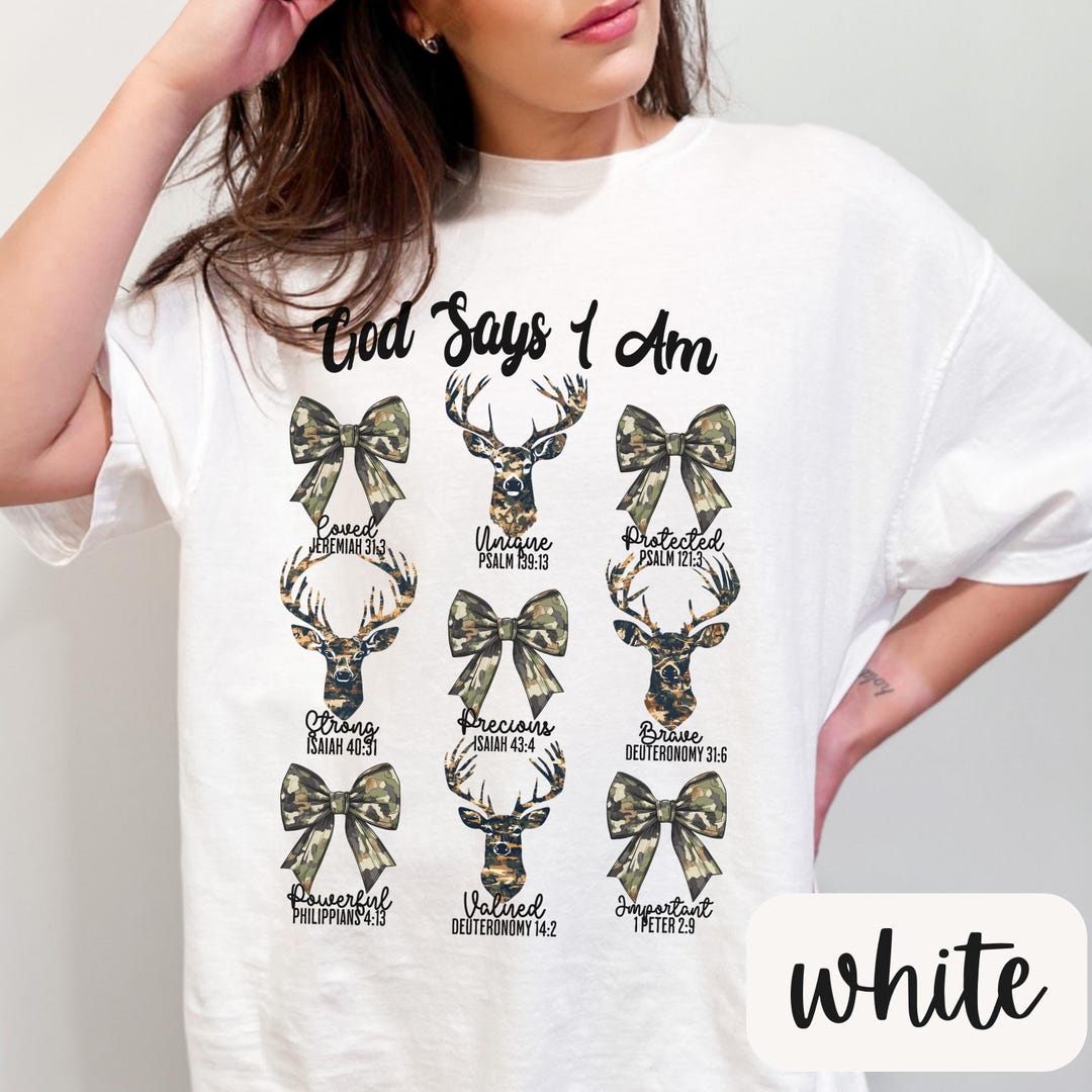 Christian Hunting Shirt With Camo Deer and Bow,bible Verse Comfort ...