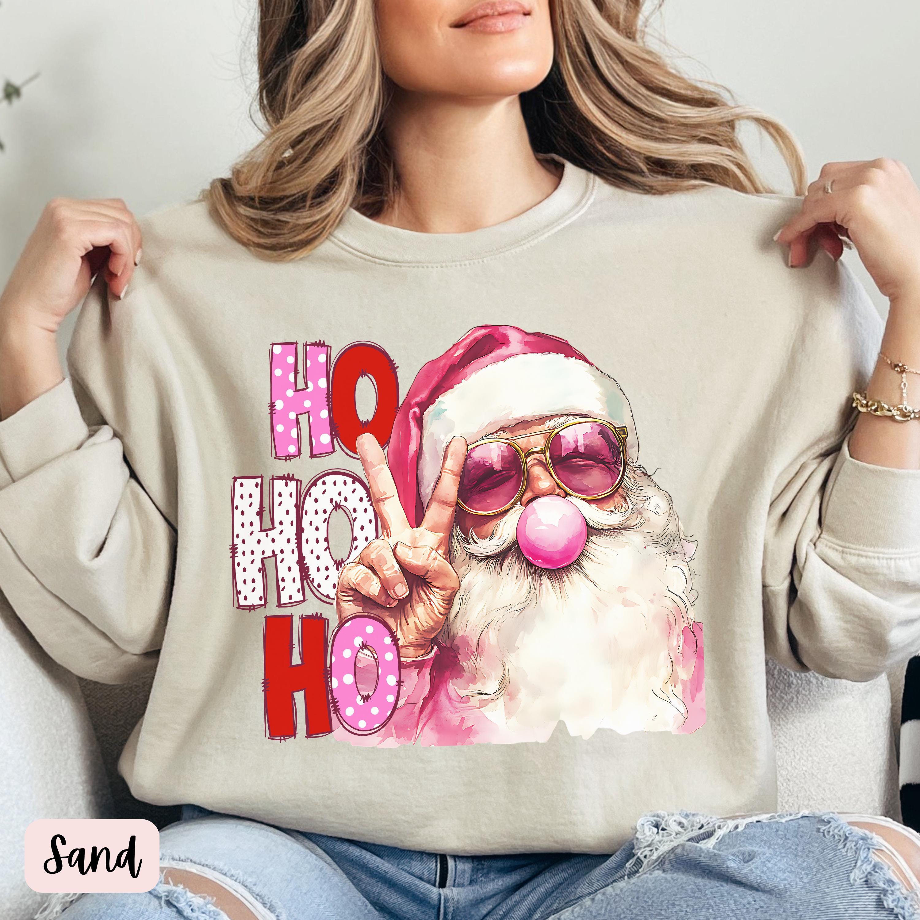 Pink Santa Retro Christmas T-shirts Sweatshirts for Women Pink ...