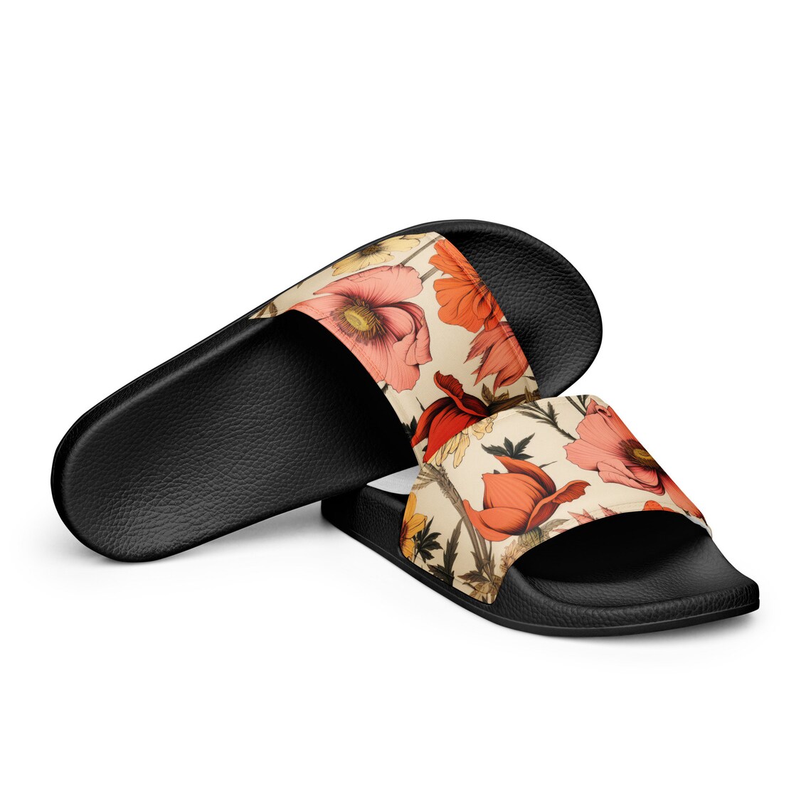 Women's Flower Slides, Vintage Flower Slides, Flower Sandals for Women ...