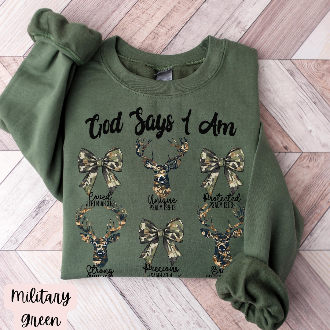 Christian Hunting Hoodie With Camo Deer and Bow,bible Verse Sweatshirt ...