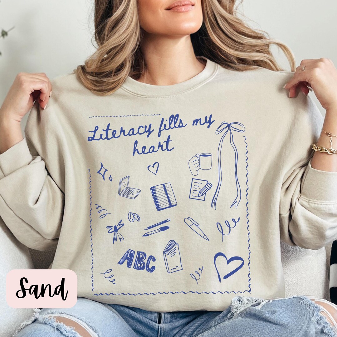 Literacy Lover Teacher Doodle Art Trendy Sweatshirt,literacy Teacher Shirt, English Teacher ...
