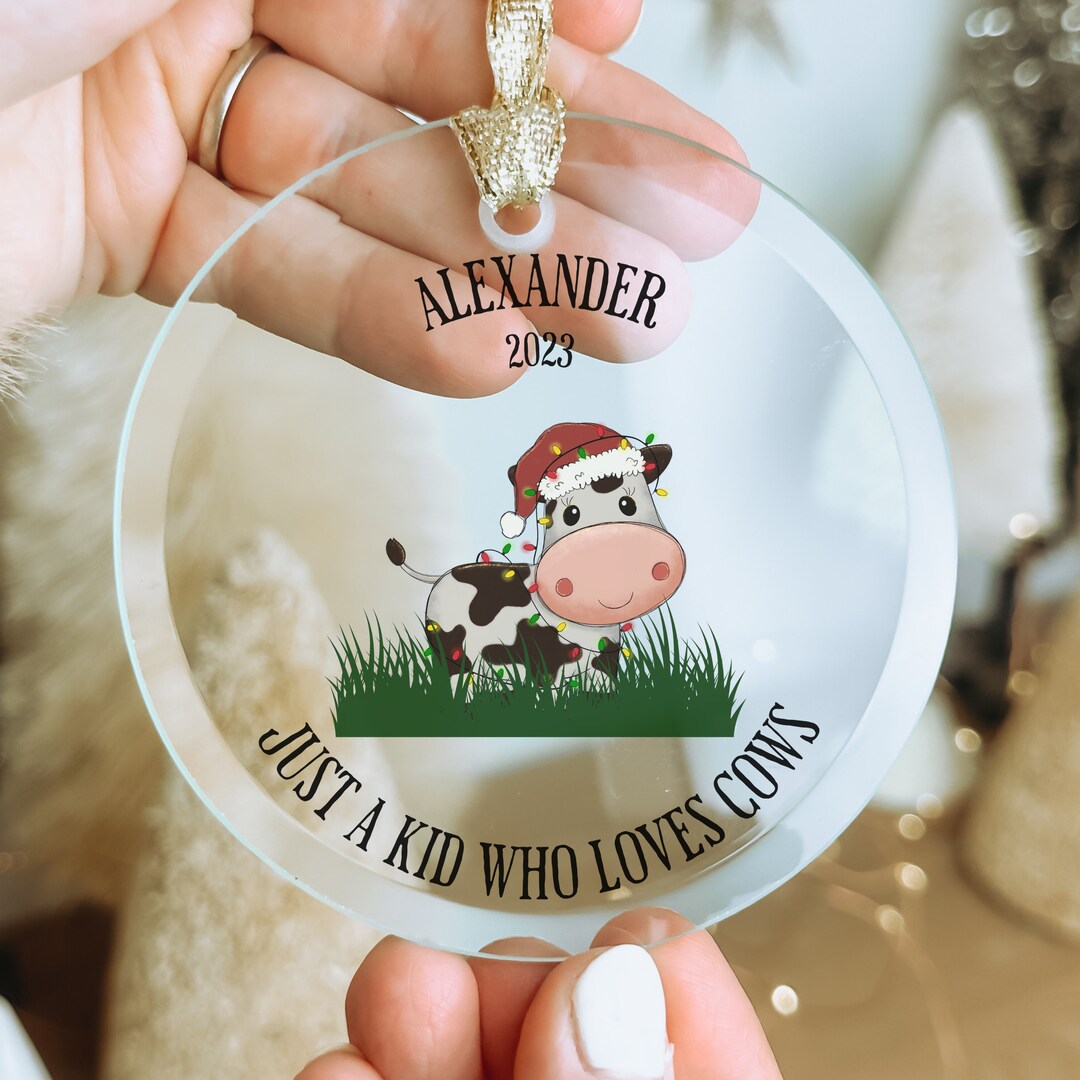 Custom Cow Ornament,glass Ornaments Personalized,farm Ornament ...