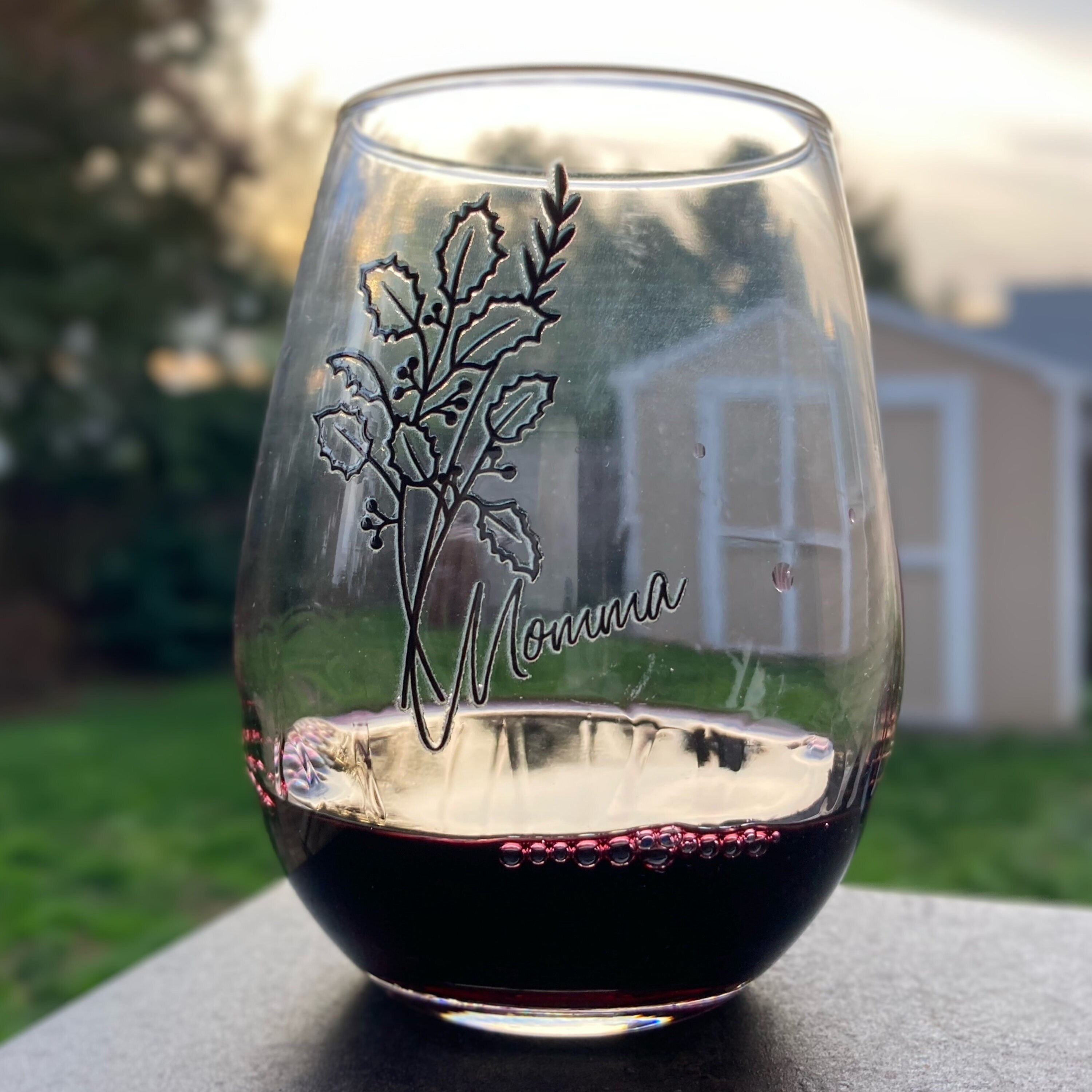 Personalized Birth Flower With Name Wine Glasspersonalized Etsy